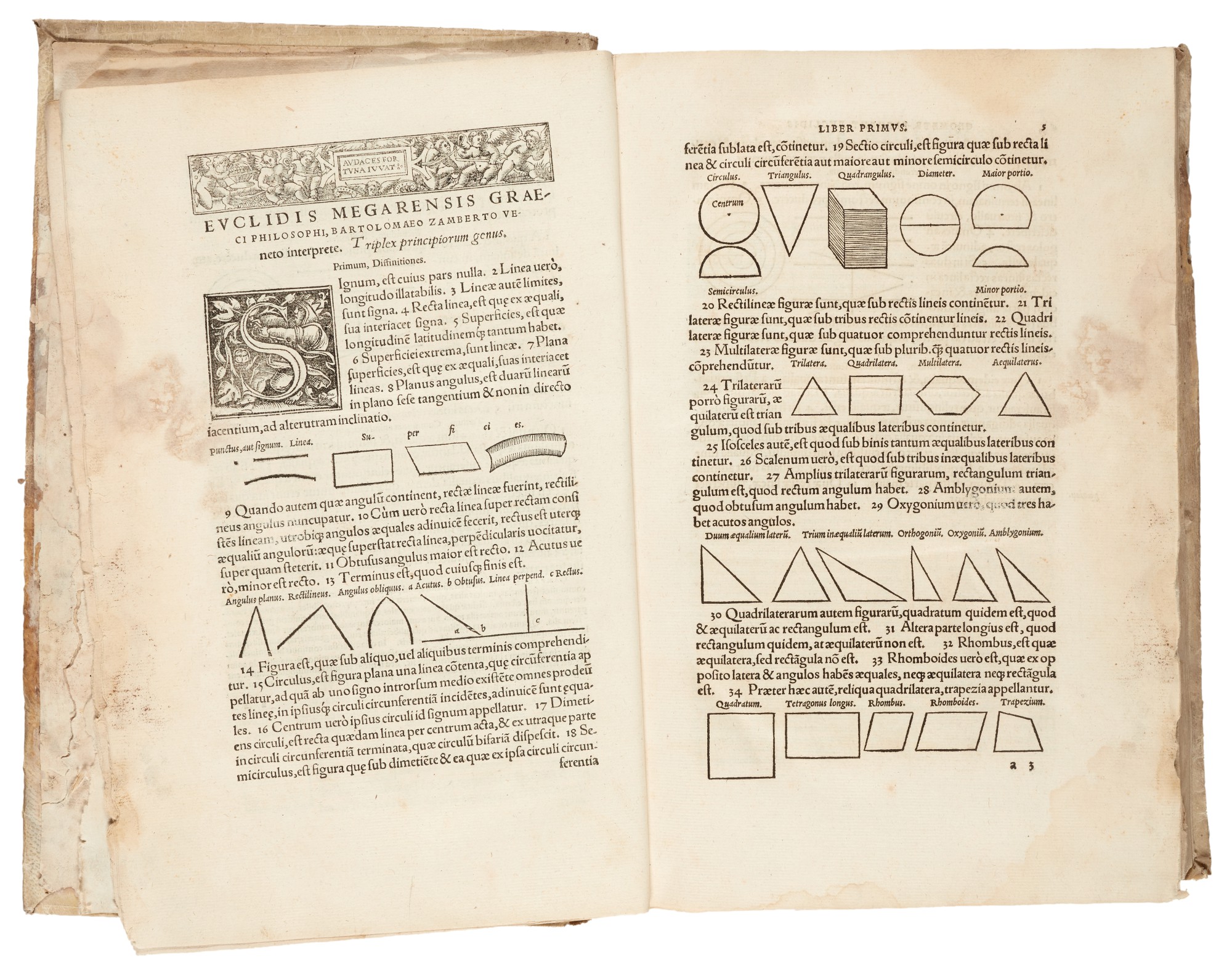 Euclid, Elementorum geometricorum libri XV, Basel, 1546, old vellum ...