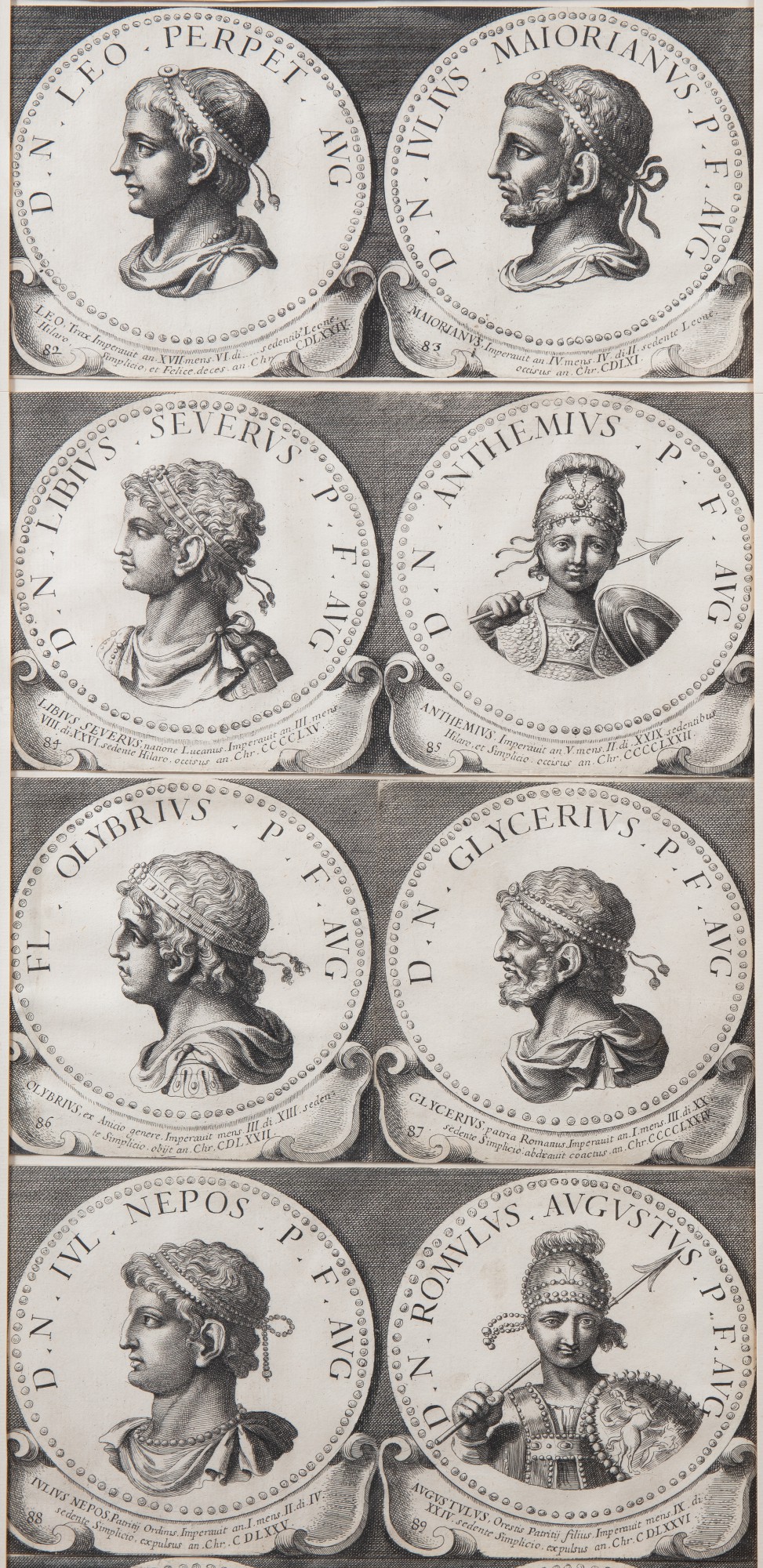 Profiles of Roman emperors. 96 engraving. 1753. | Profils d'empereurs ...