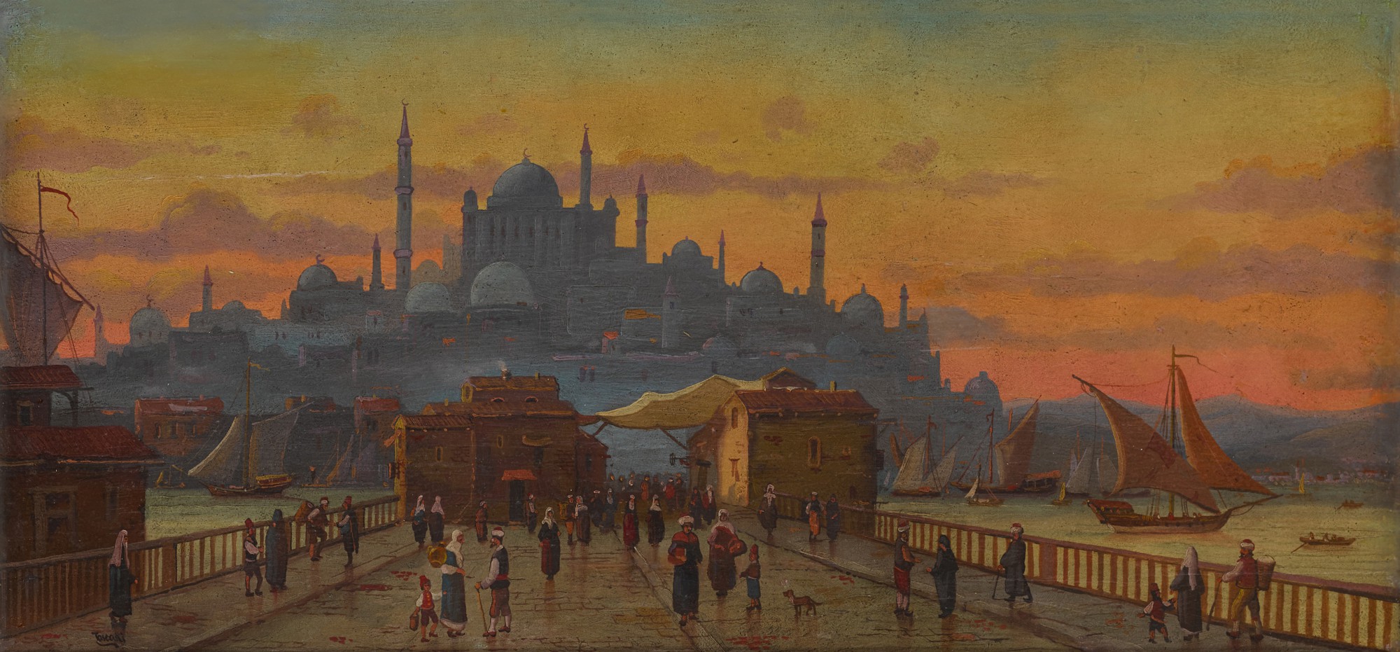 Constantinople, a view of the Galata Bridge at sunset | Master ...