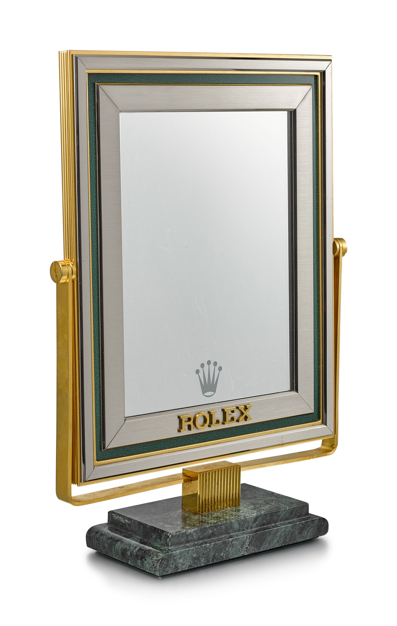 ROLEX | A RETAILER'S DISPLAY MIRROR WITH MARBLE STAND, CIRCA 1980 ...