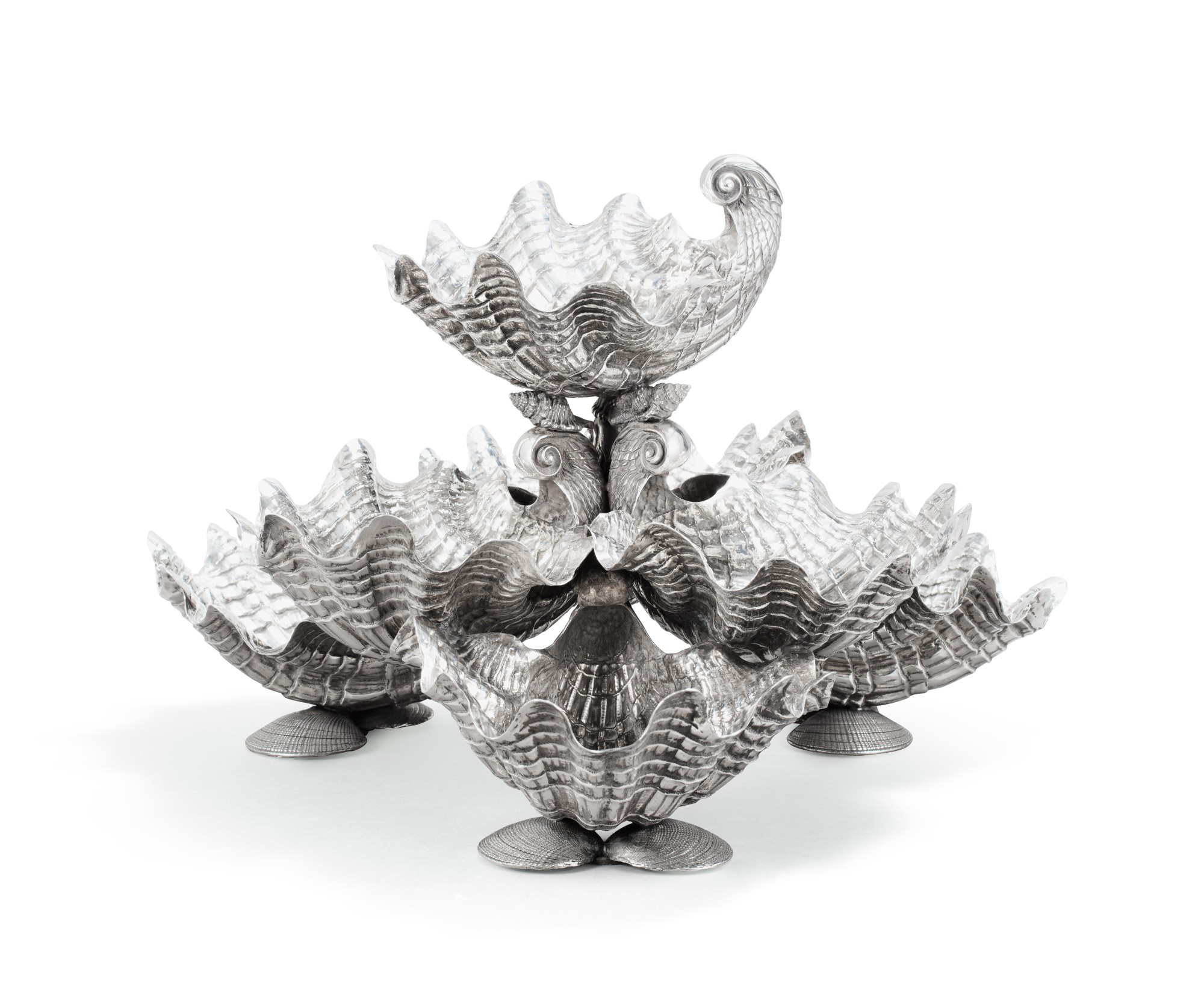 An Italian silver centrepiece shaped as six tridacne shells, Mario ...