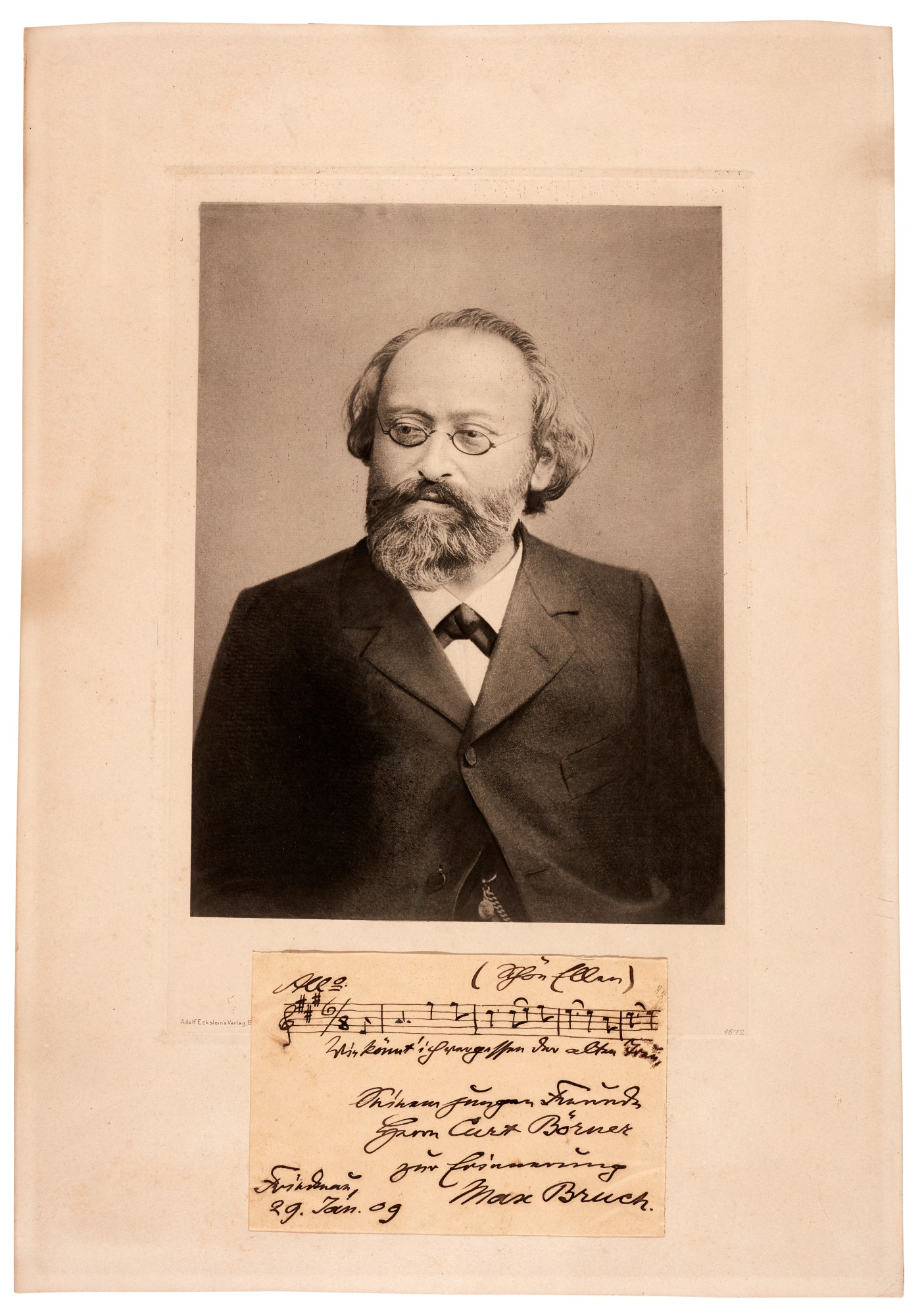 M. Bruch. Fine photographic portrait of the composer with a mounted ...
