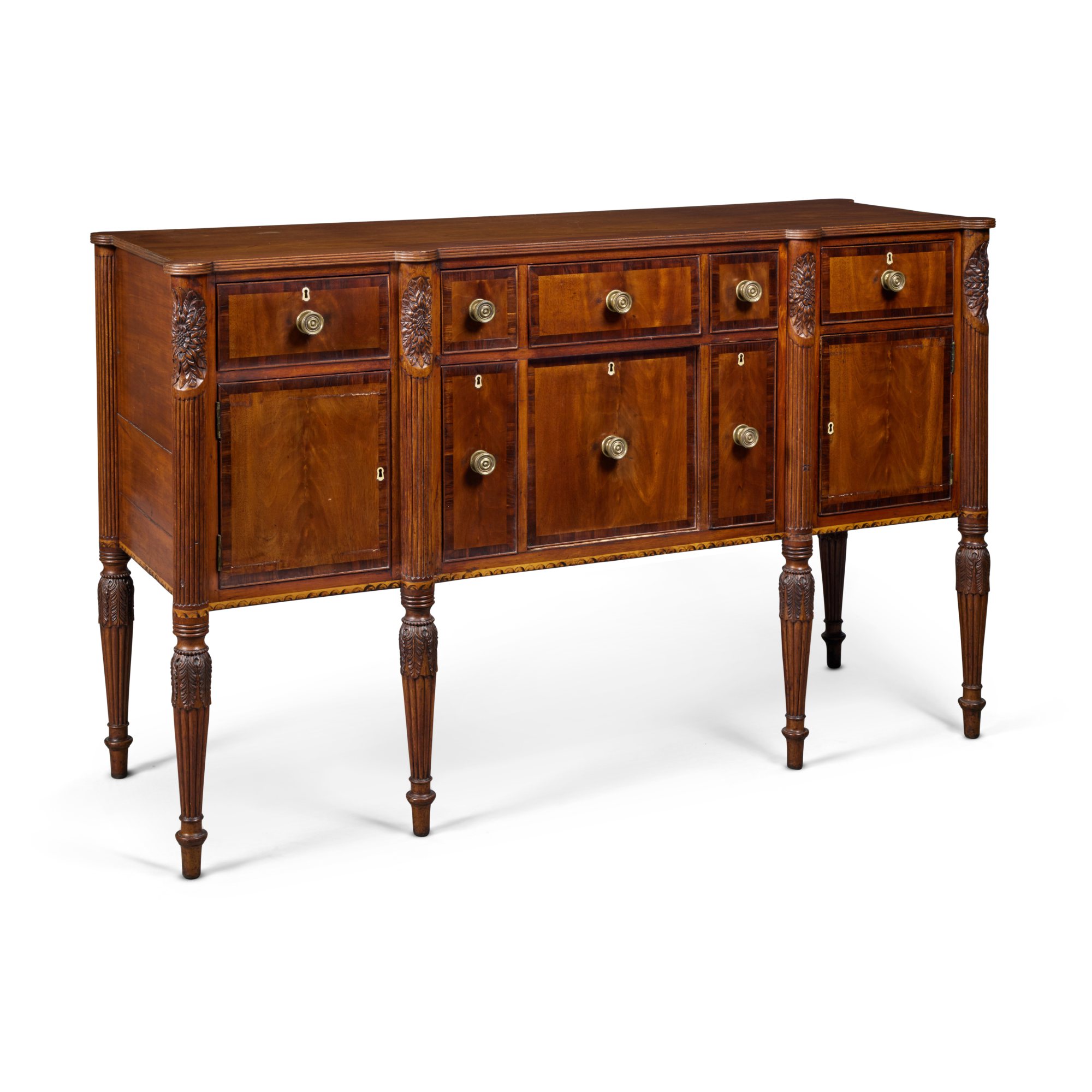 A Fine and Rare Federal Carved and Inlaid Mahogany Sideboard with Ivory ...