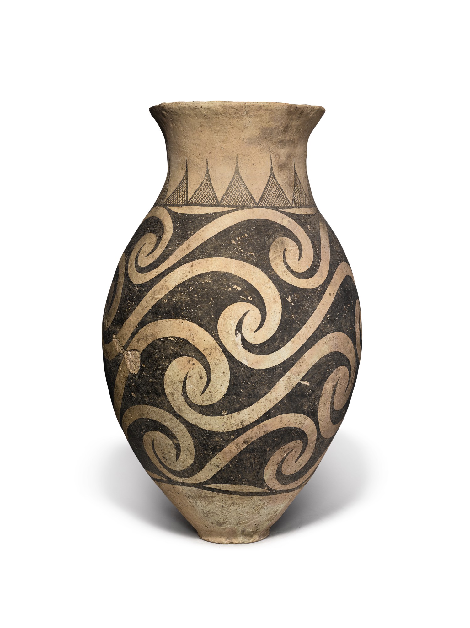 A rare large painted pottery jar, Neolithic period, late 2nd millennium ...