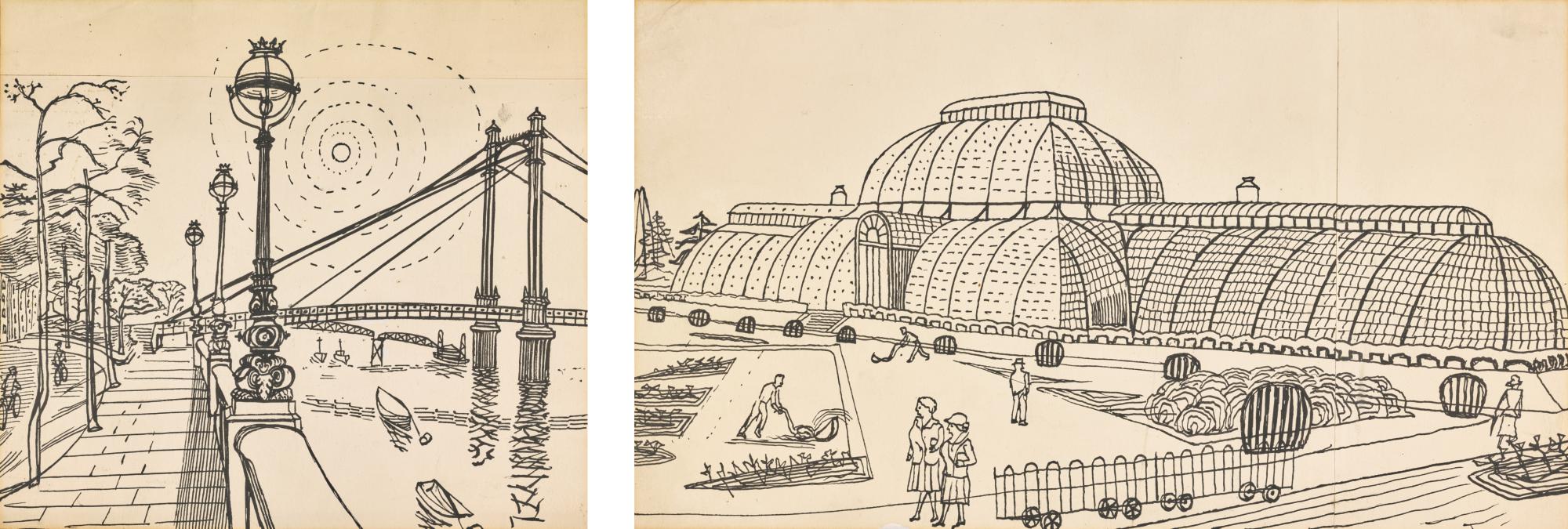 EDWARD BAWDEN, R.A. | ALBERT BRIDGE; KEW GARDENS | STYLE: Private ...