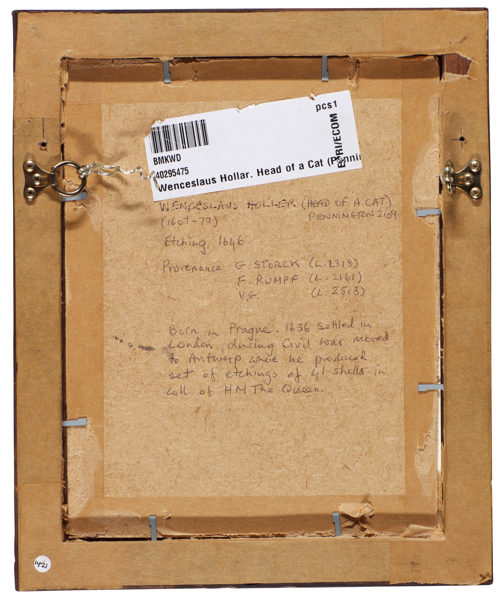 Head of a Cat (Pennington 2109) | Old Master Prints including Property ...