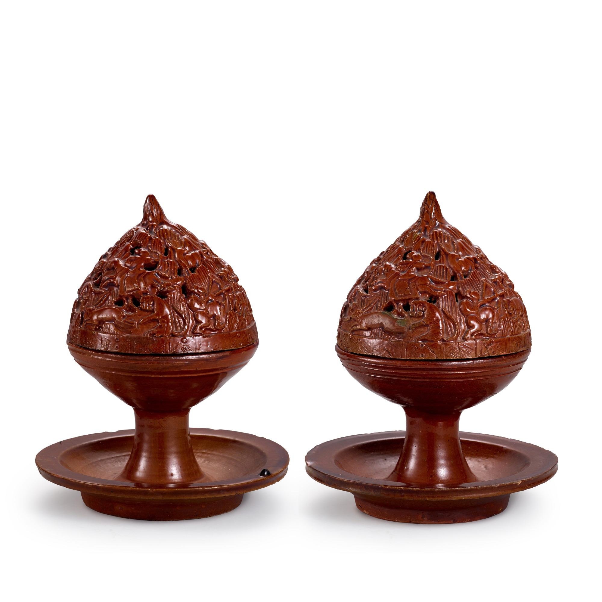 A pair of brown-glazed censers, boshan lu, Eastern Han dynasty | 東漢 ...