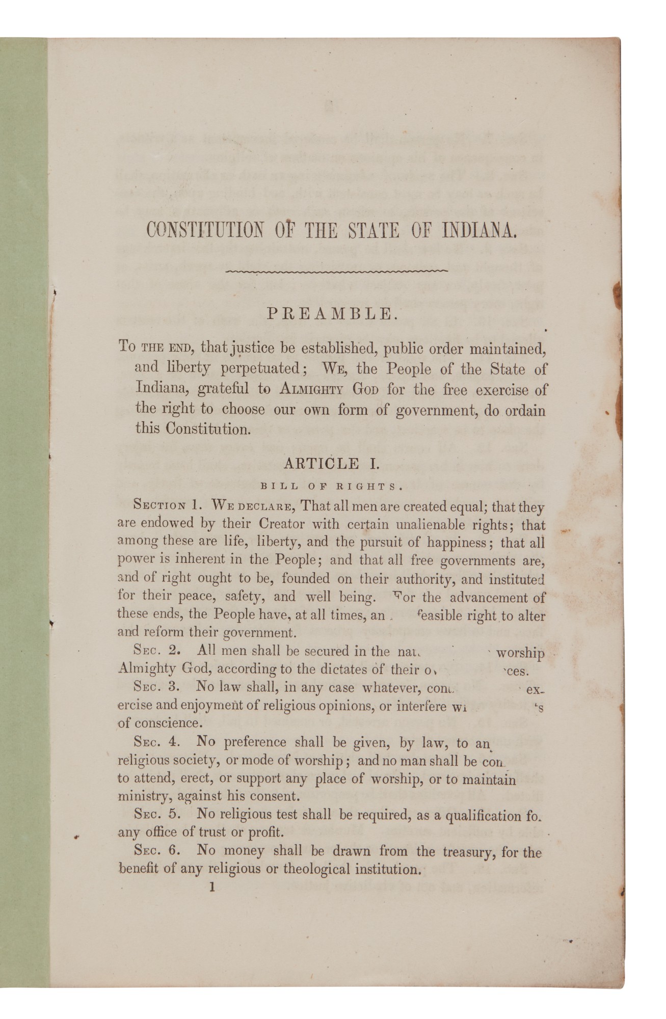 Indiana | The revised Indiana Constitution of 1851 | Making Our Nation ...