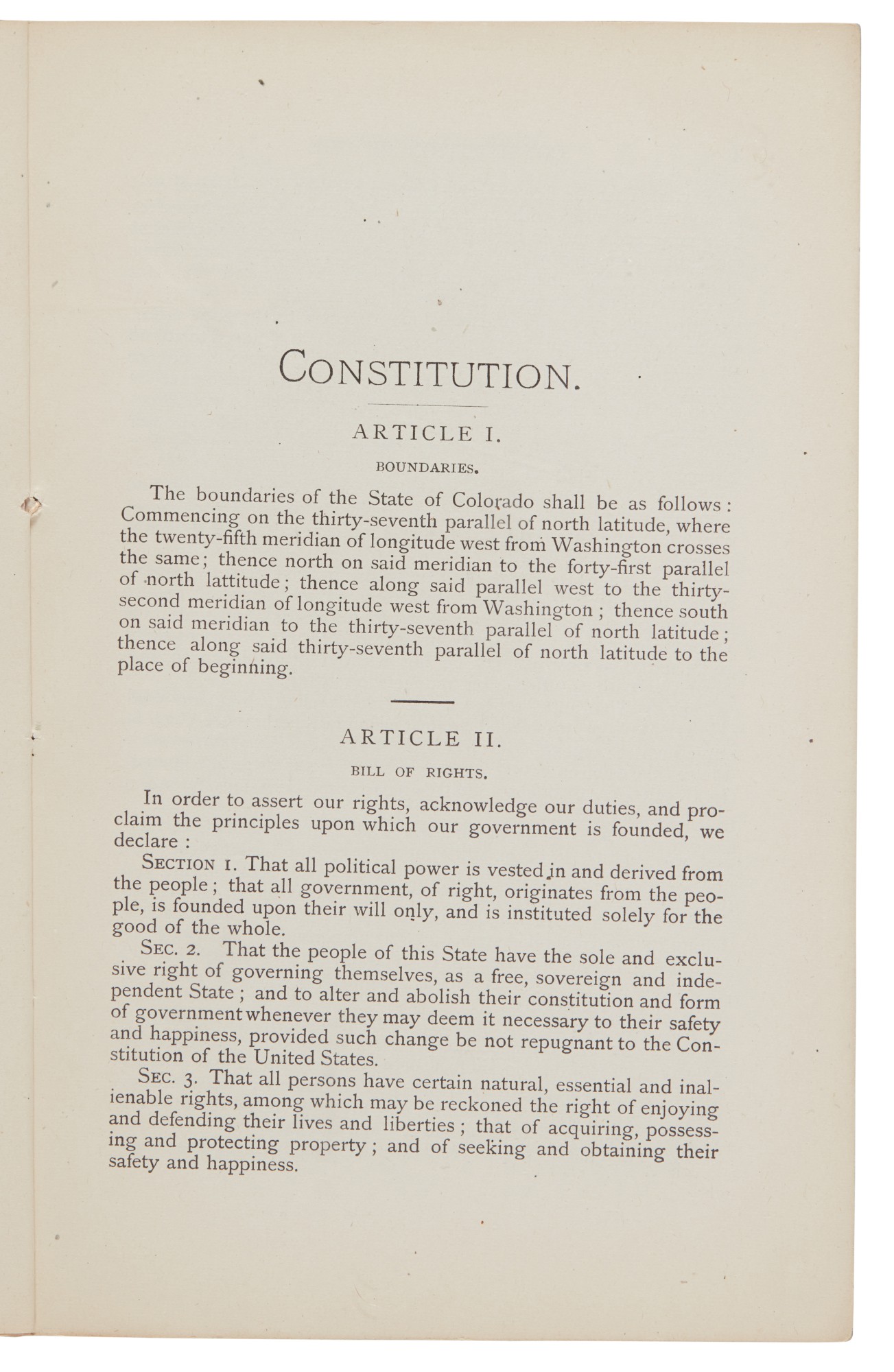 Colorado | The constitution that brought Colorado into the union ...