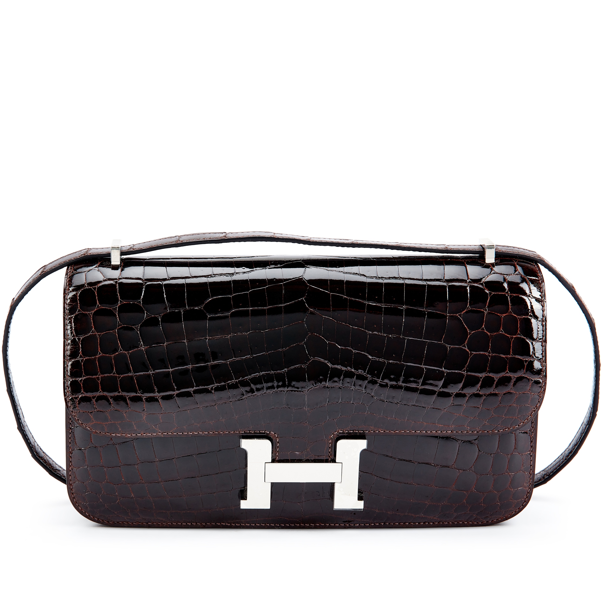 Havane Shiny Niloticus Crocodile Constance Elan Palladium Hardware ...