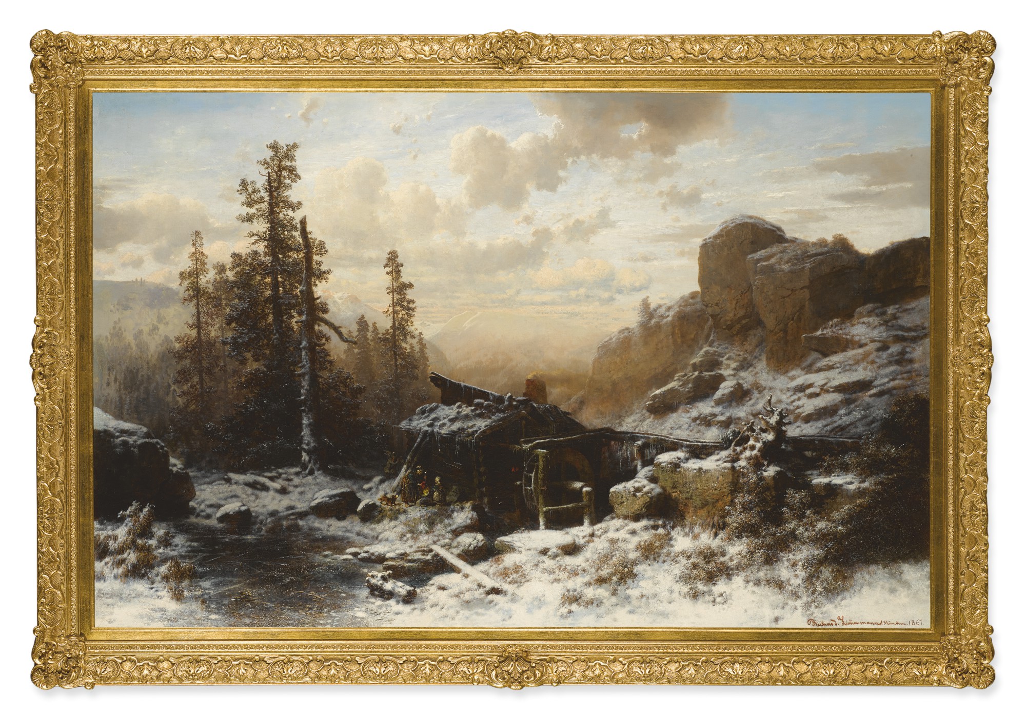 RICHARD ZIMMERMANN | A MILL IN A MOUNTAINOUS WINTER LANDSCAPE ...