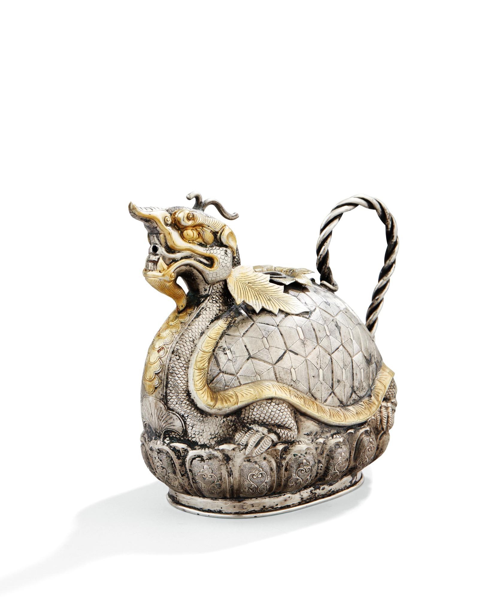 A PARCEL-GILT DRAGON-SHAPED SILVER KENDI, CHINA, 19TH CENTURY | KENDI ...