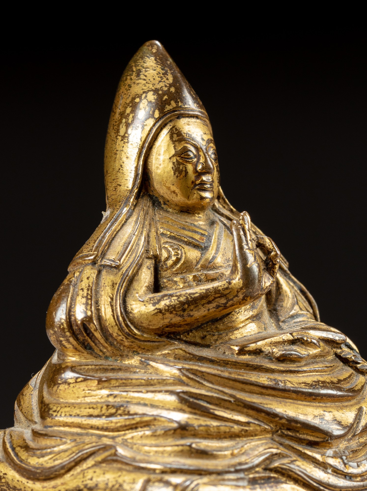 A gilt-bronze figure of the fifth Dalai Lama, Ngawang Lopsang Gyatso ...
