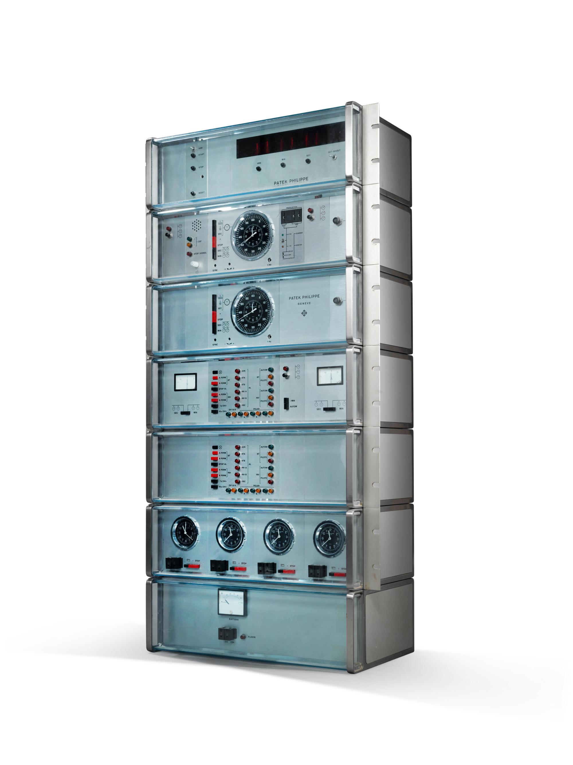 An integrated electronic master clock system with seven piece rack ...