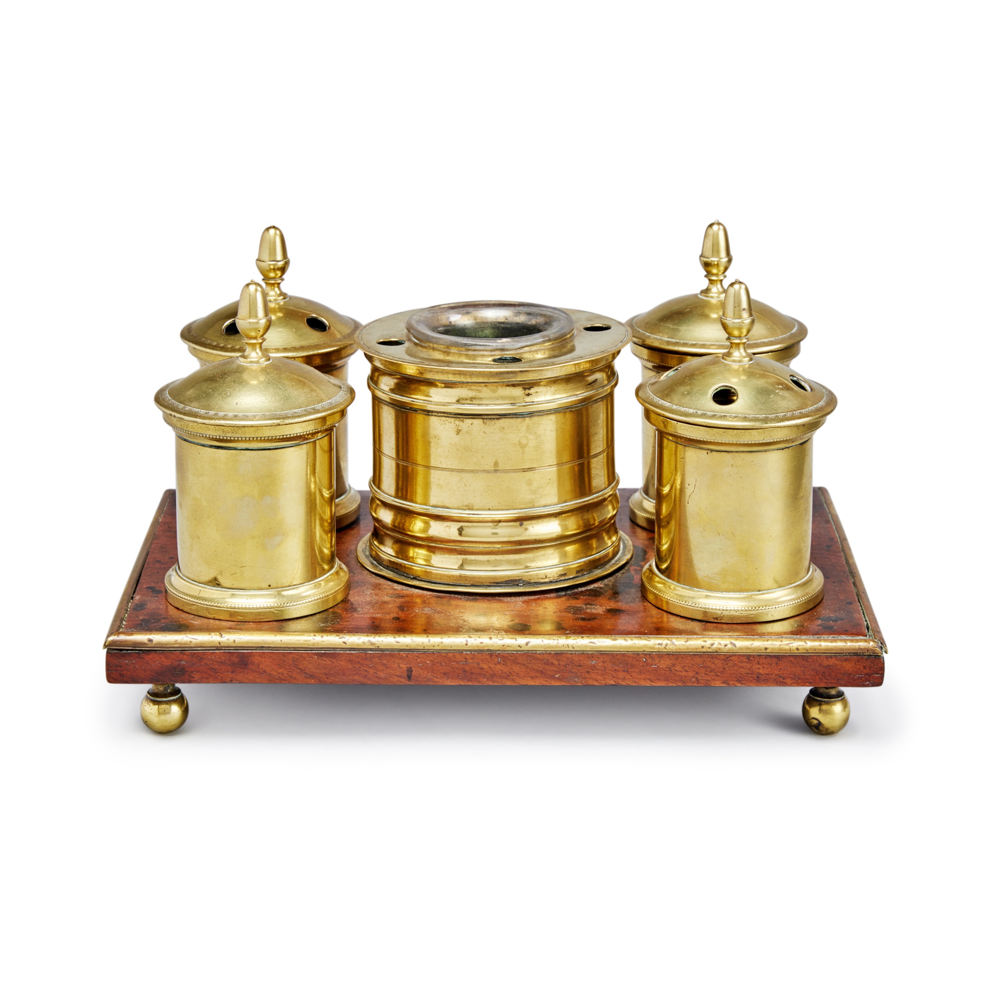 George III Cast Brass and Mahogany Standish 18th Century | The Kindig ...