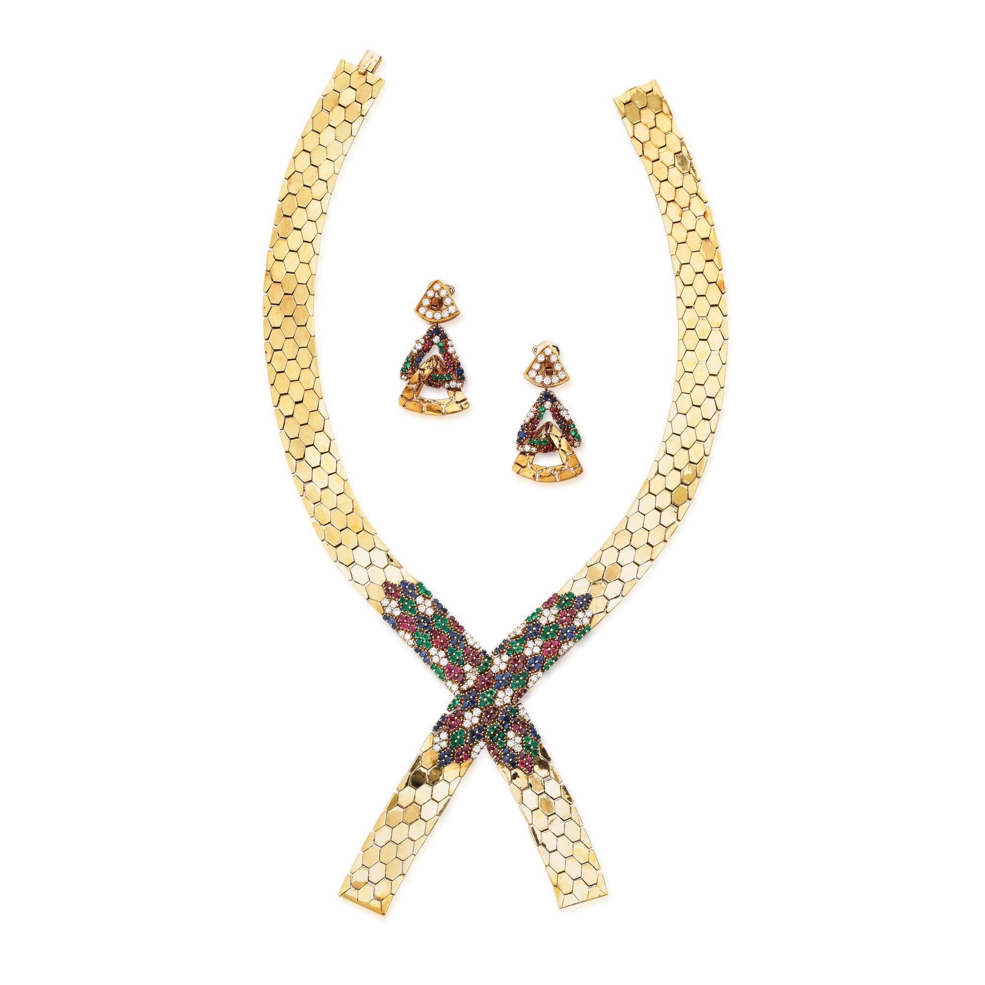 Collier pierres de couleur et diamants | Gem-set and diamond necklace ...