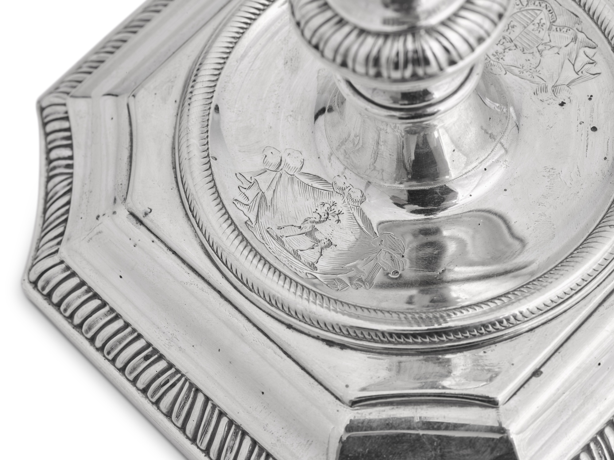 A set of four George II silver candlesticks, George Wickes, London ...