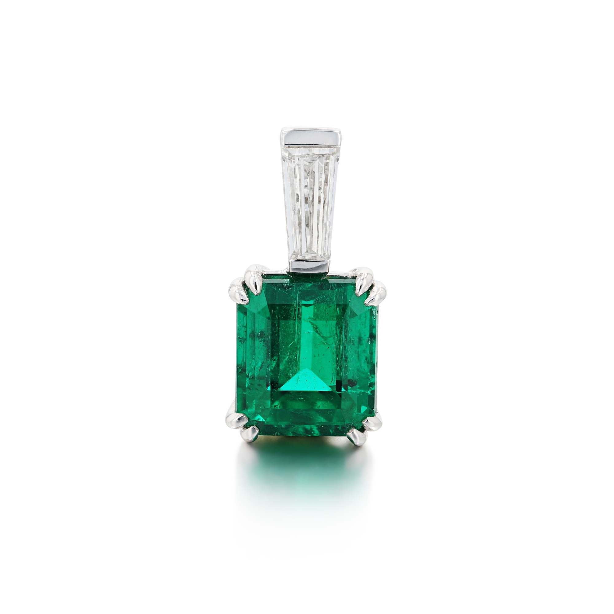 Pendentif émeraude et diamant | Emerald and diamond baguette | Fine ...