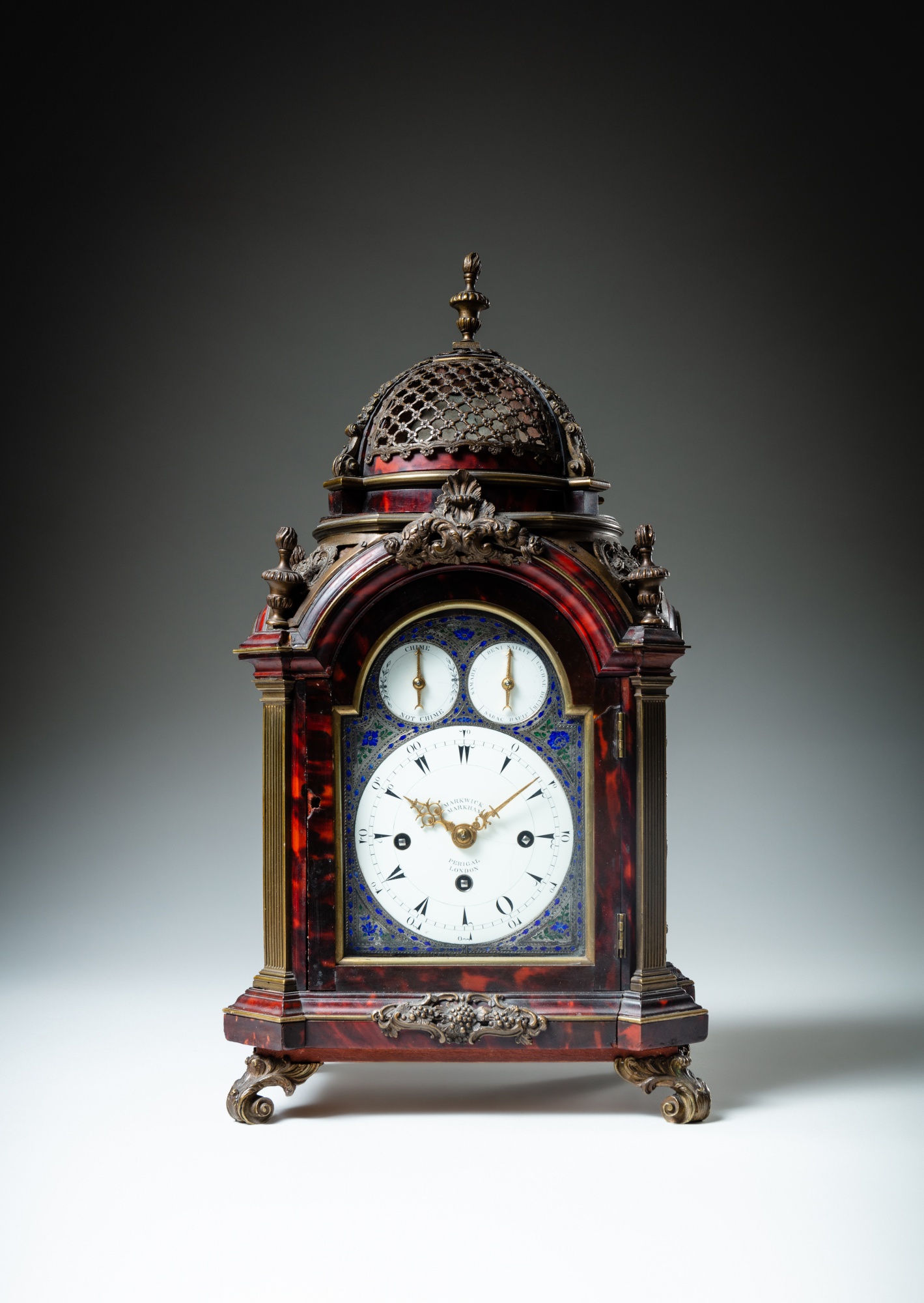 A George III gilt-metal mounted tortoiseshell musical table clock for ...