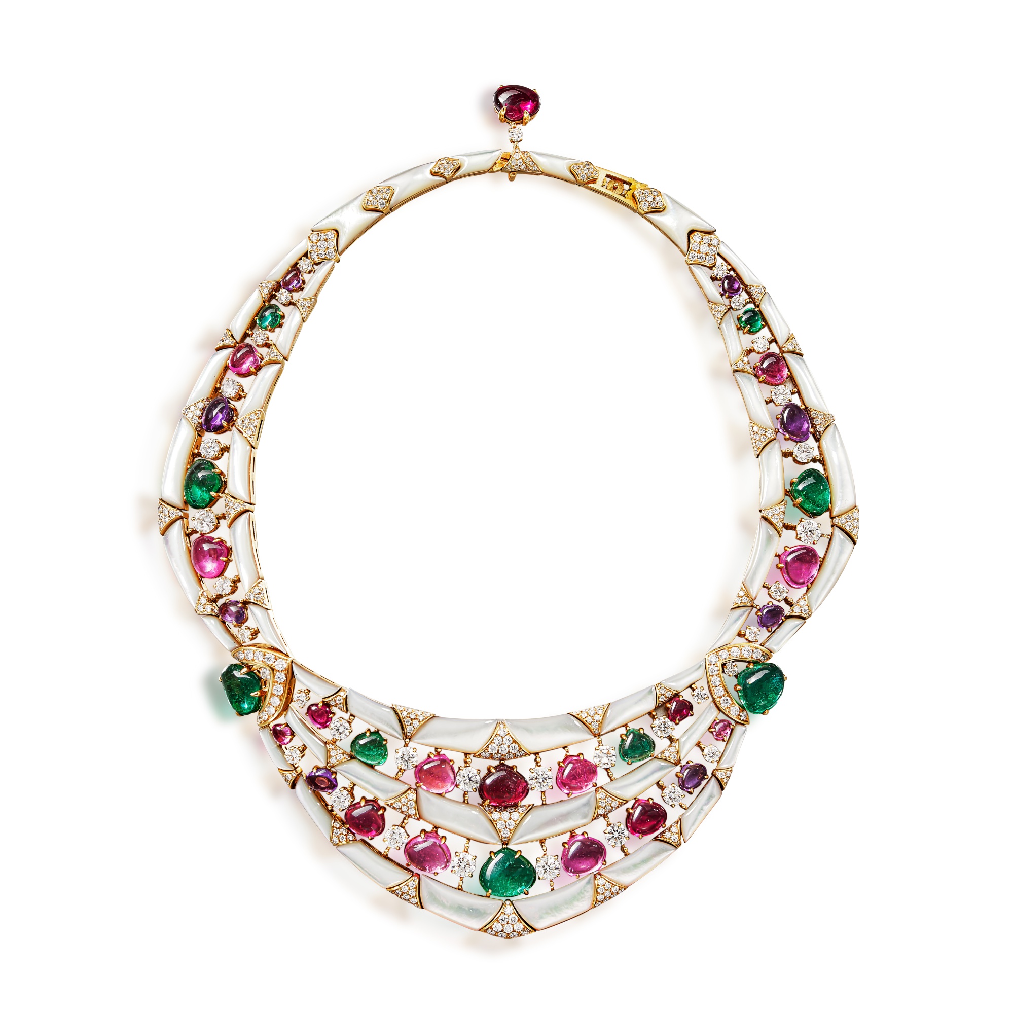Mother-of-Pearl, Gem Set and Diamond Necklace | 寶格麗 | 貝母 配 寳石 及 鑽石 項鏈 ...