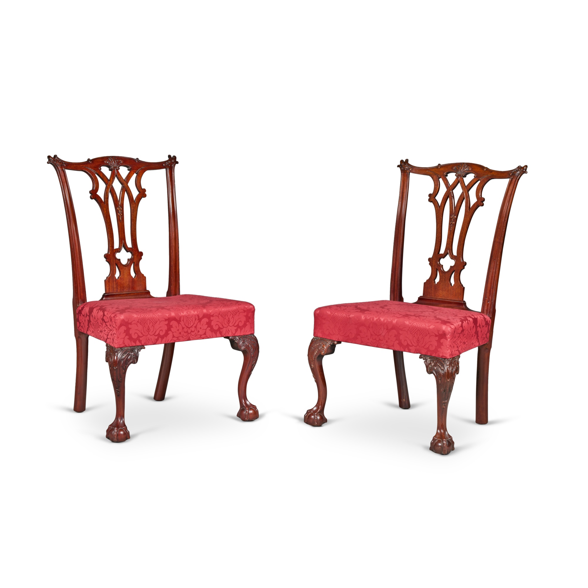 Very Fine and Rare Pair of Chippendale Carved Mahogany Side Chairs ...