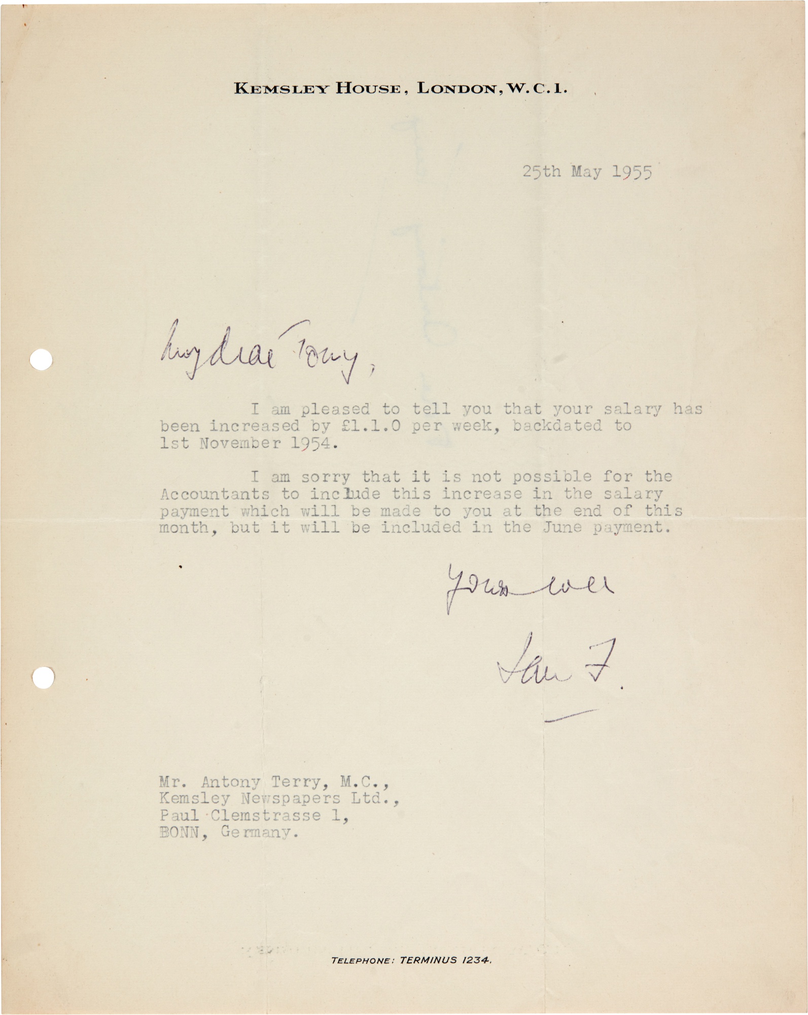 Ian Fleming | Typed letter signed, to Anthony Terry, May 1955 | James ...