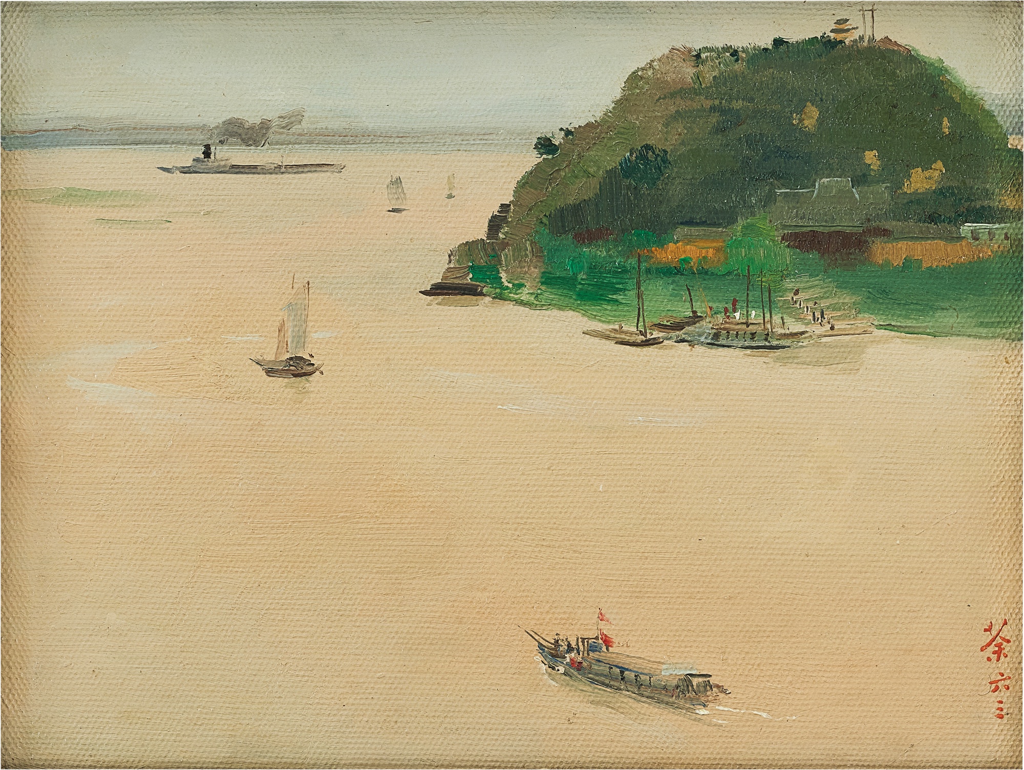 Wu Guanzhong 吳冠中 | Old pier at Guazhou 瓜州古渡 | Modern & Contemporary Art ...