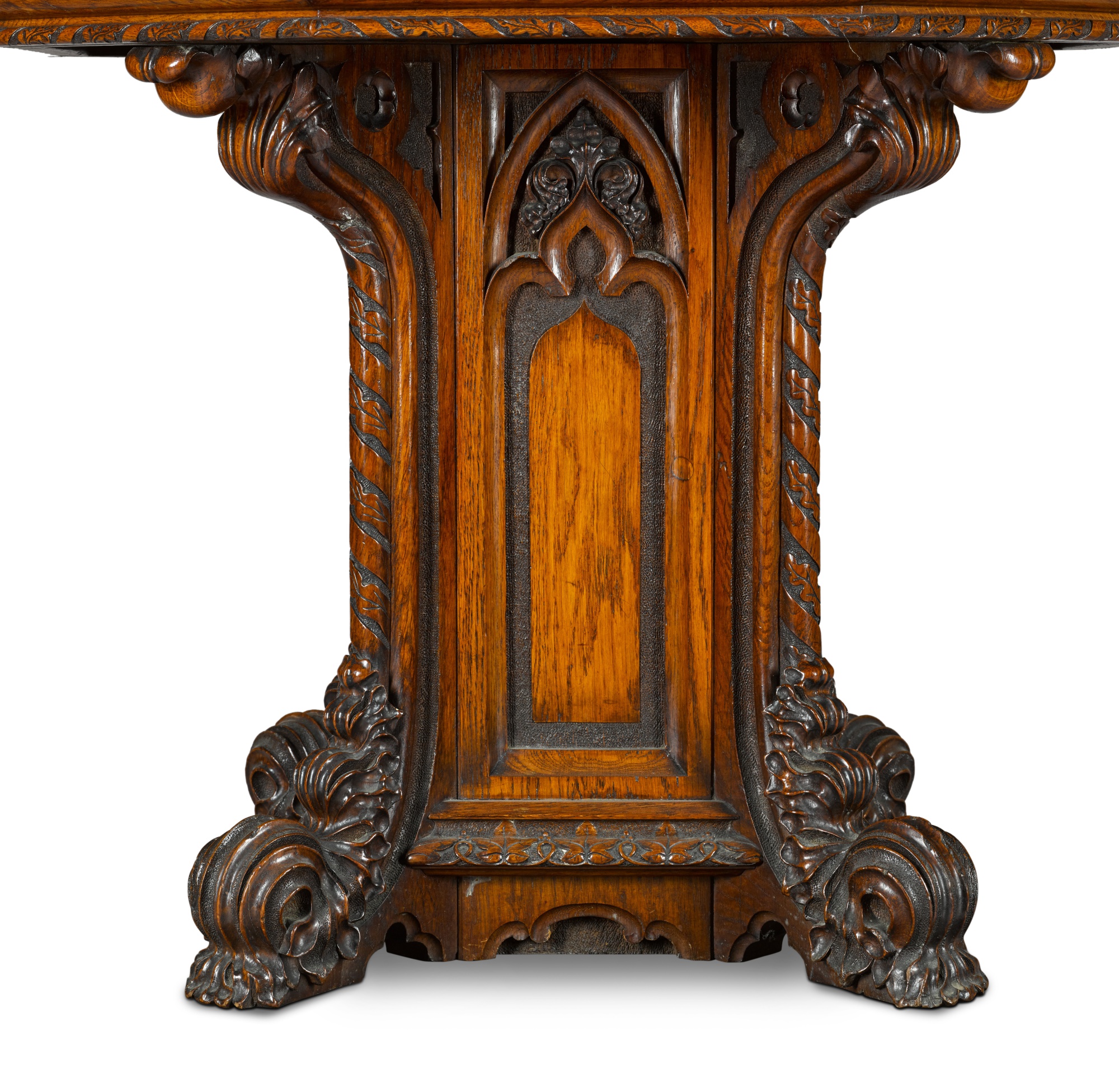 A Victorian carved oak Gothic Revival centre table by William ...