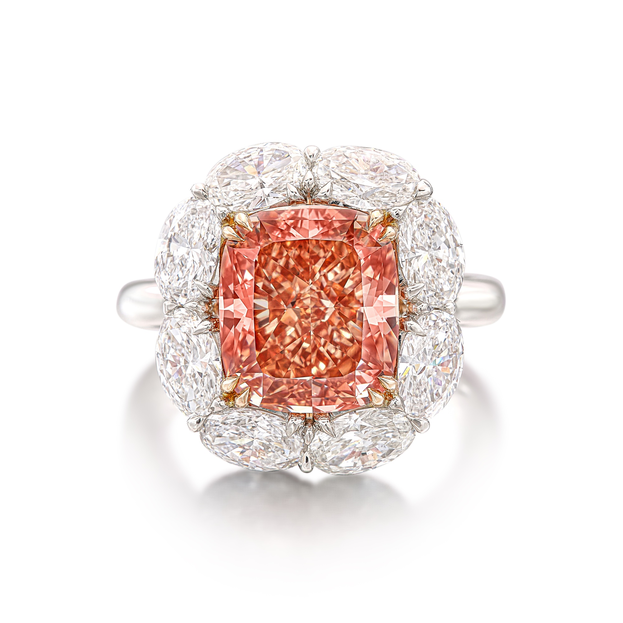Fancy Intense Pinkish Orange Diamond and Diamond Ring | 5.23克拉 濃彩粉紅橙色鑽石 ...
