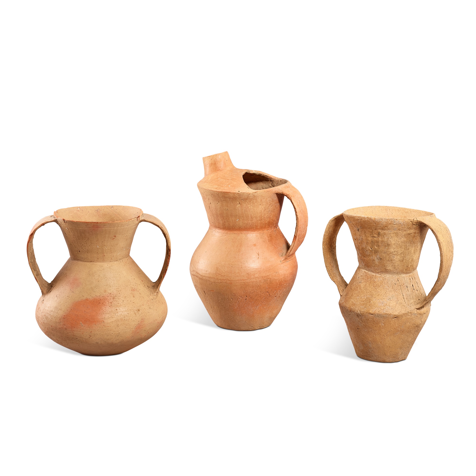 A small pottery ewer and two small pottery jarlets, Qijia culture, c ...