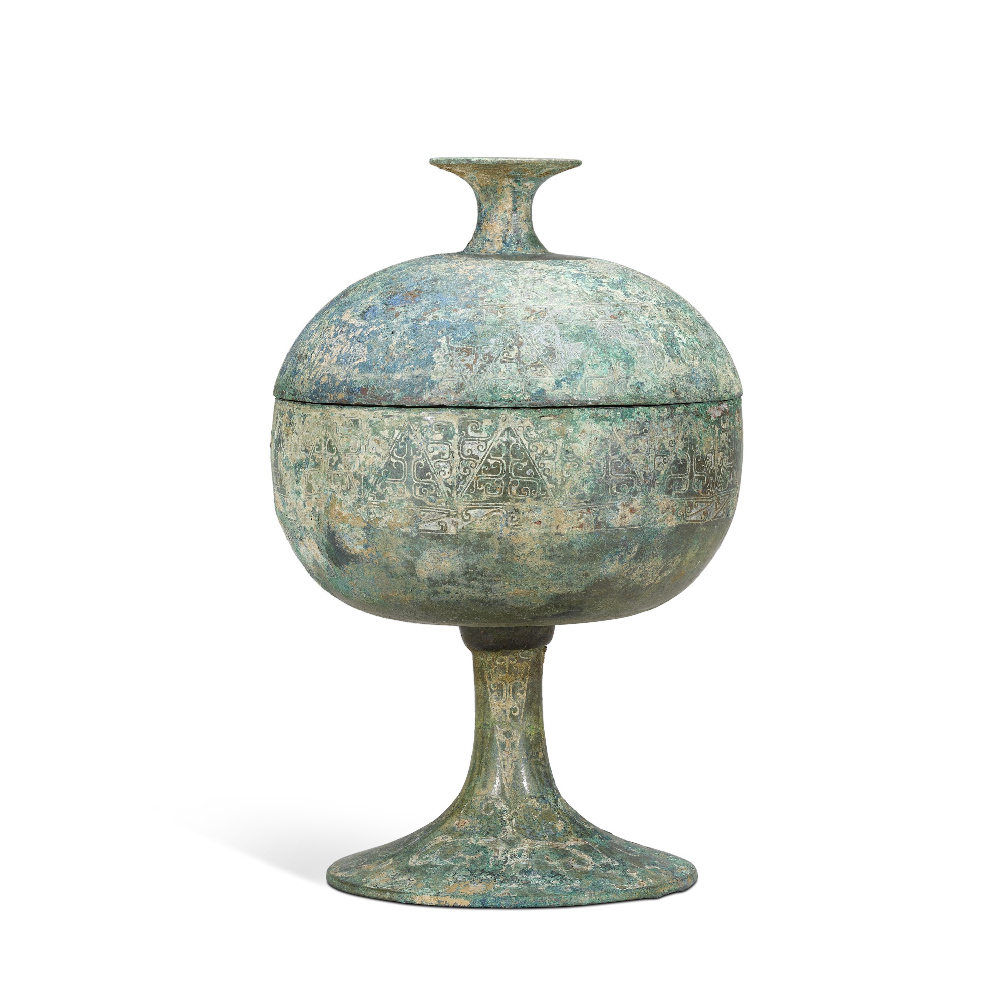 An archaic bronze ritual vessel and covers (Dou), Han dynasty | 漢 青銅豆 ...
