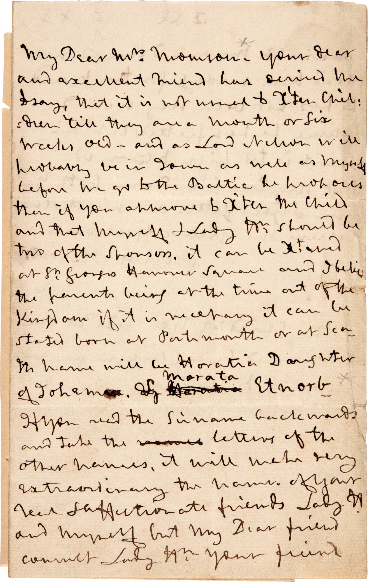Horatio, Viscount Nelson | Autograph letter signed, to Emma Hamilton ...
