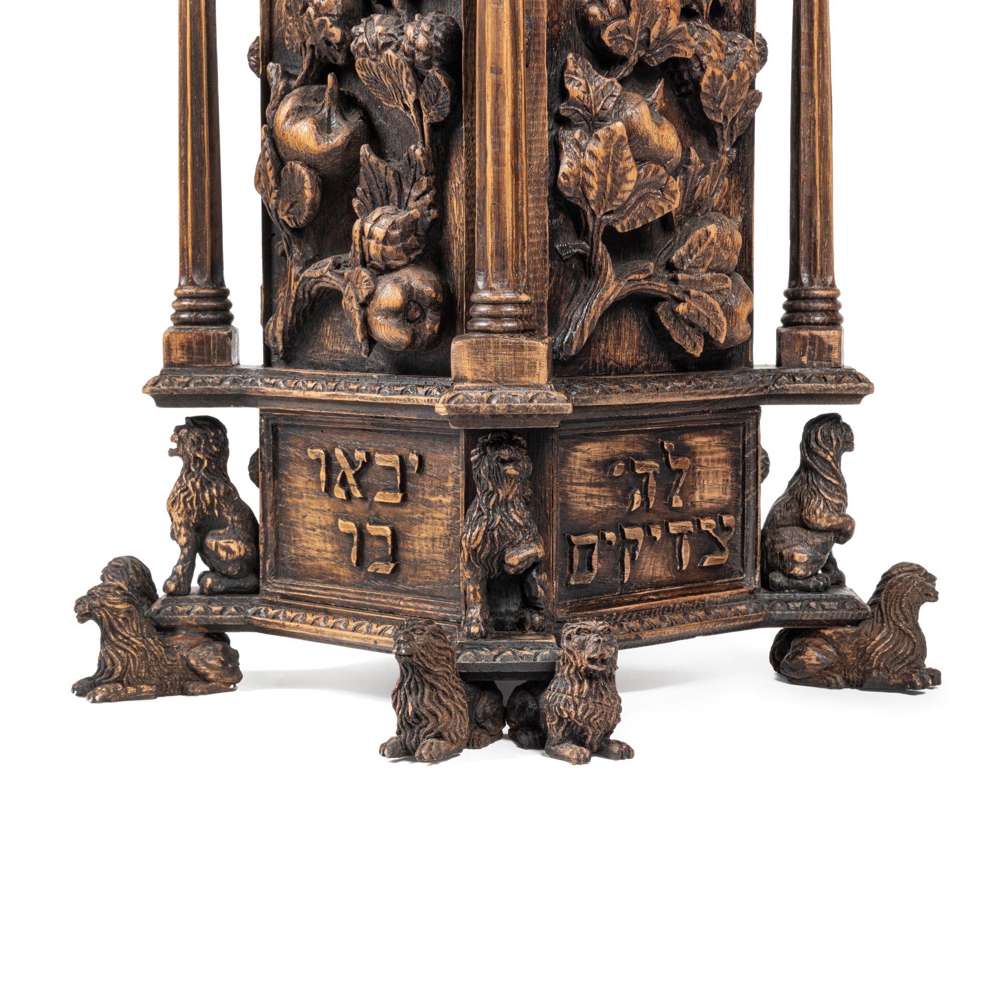 A Carved Wood Torah Ark, possibly American, signed monogram GLL,, mid ...