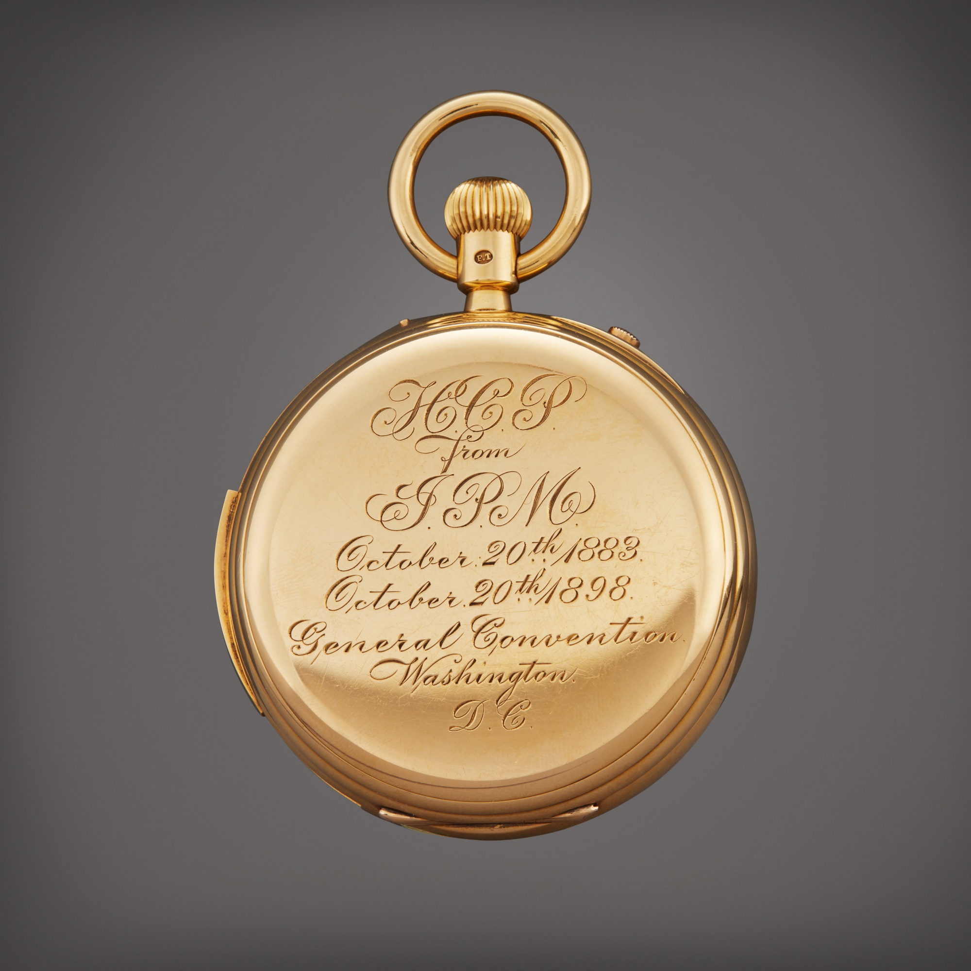 A large yellow gold open faced minute repeating split seconds ...