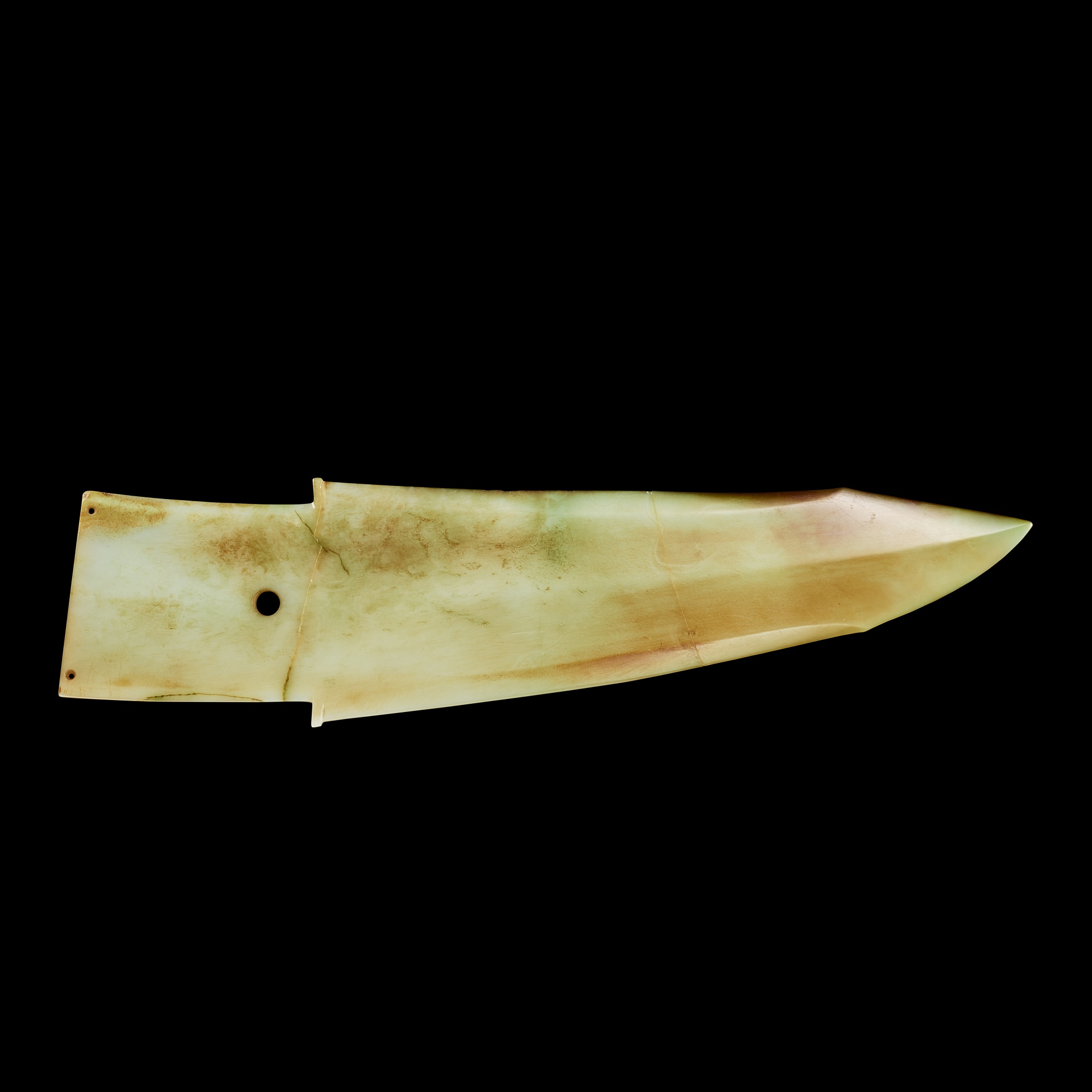 An archaic pale celadon jade blade, ge, Shang dynasty or later 商或以後 ...