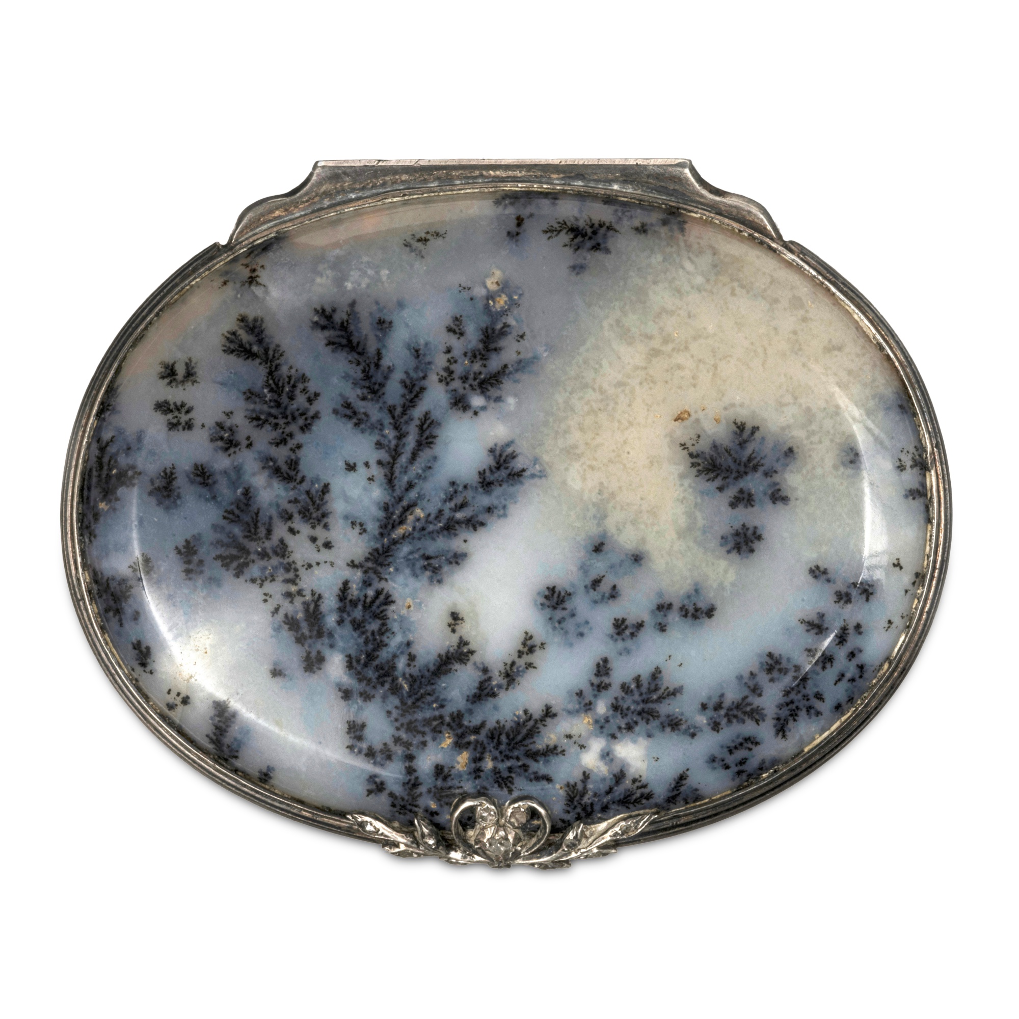 A moss agate snuff box with jewelled mounts, Paris, mid-19th century ...