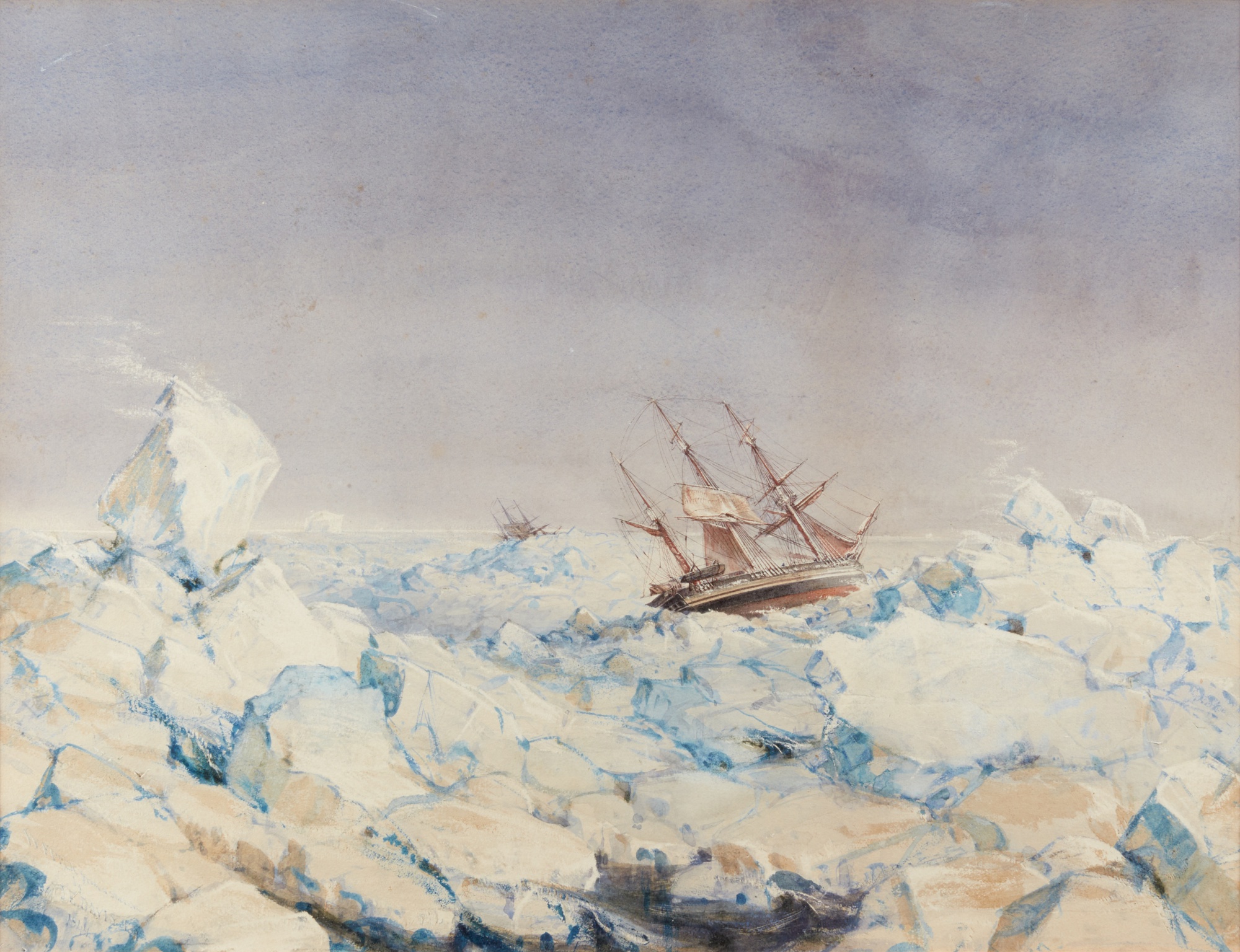 Ross Expedition | "Erebus" and "Terror" in the ice, 1844, signed by ...