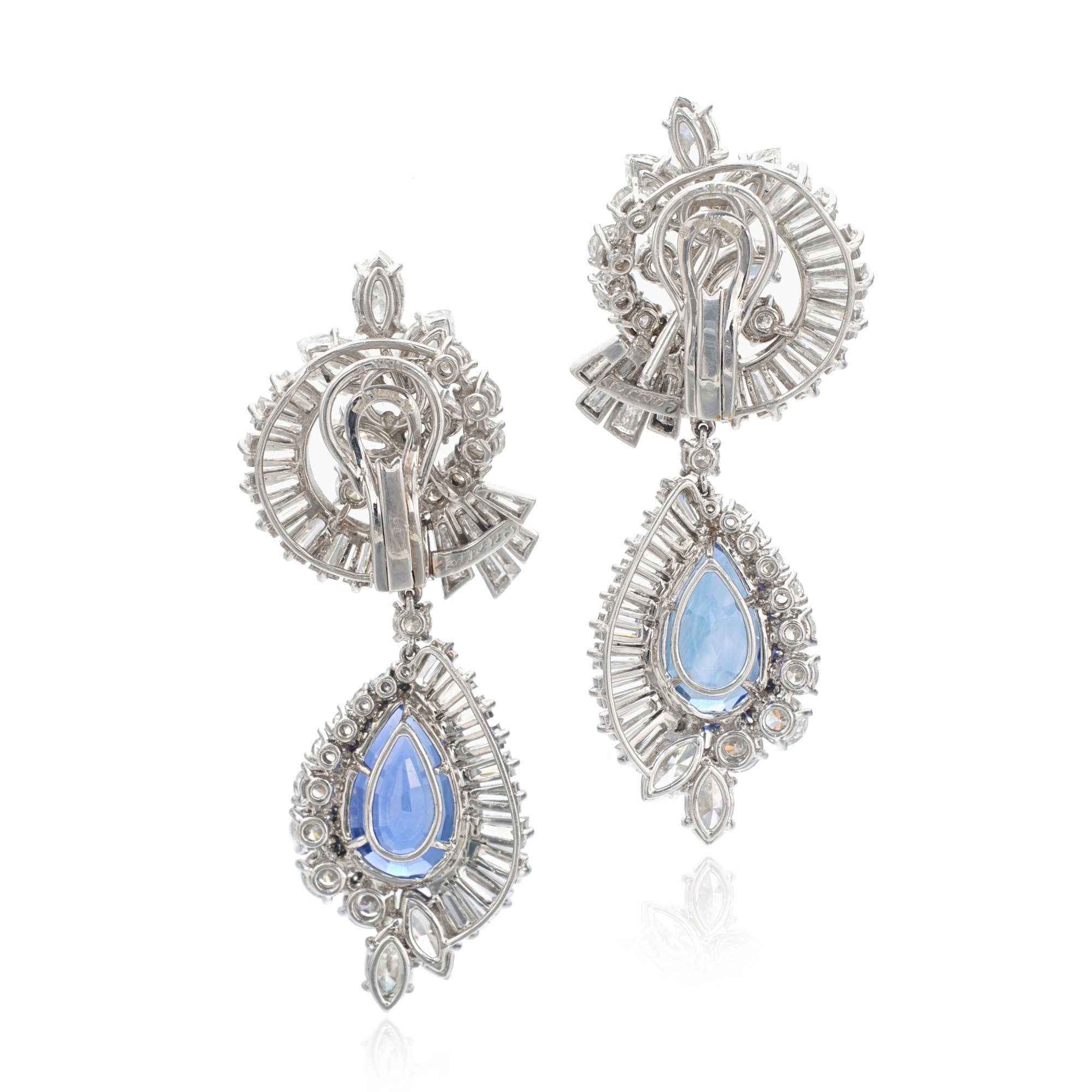 Pair of sapphire and diamond ear clips | 藍寶石及鑽石耳夾一對 | Magnificent ...