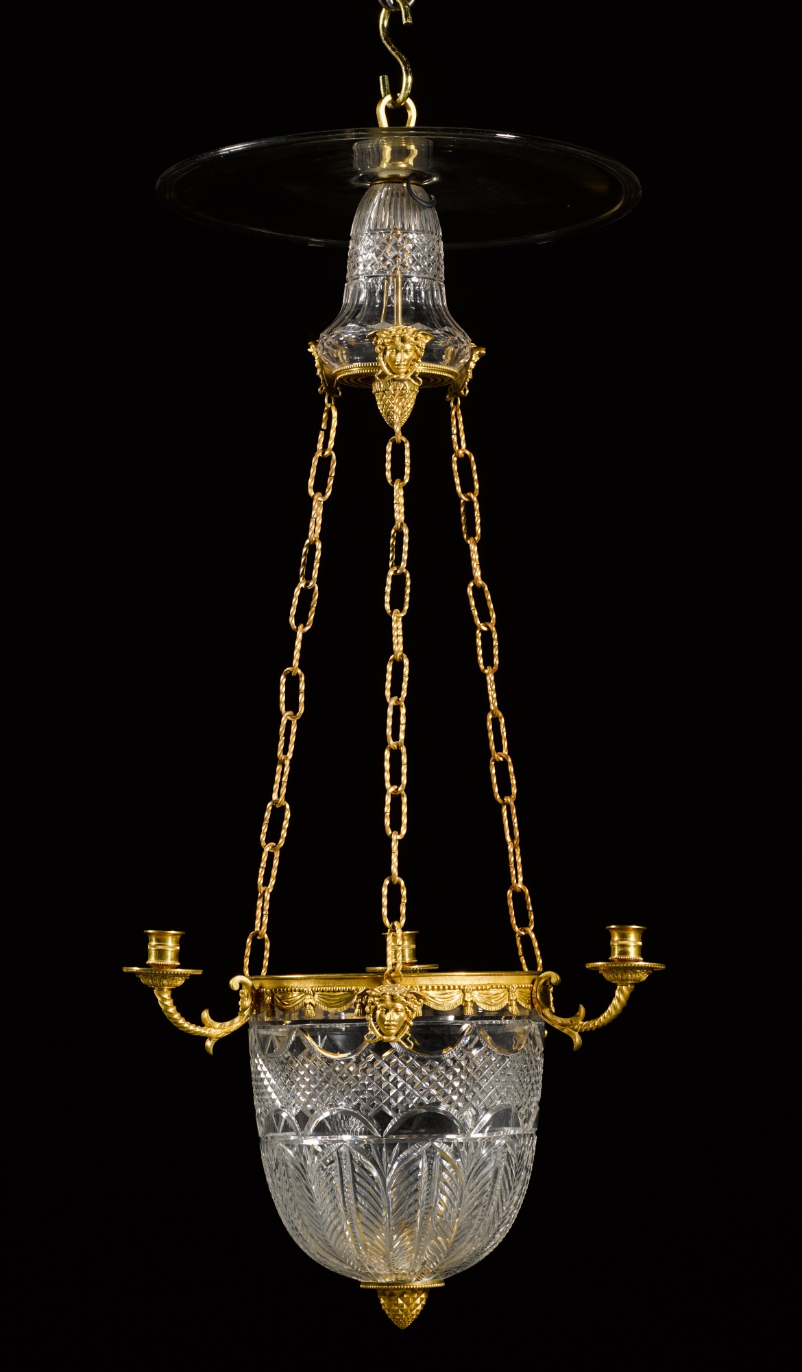 A Russian gilt-bronze and cut-glass four-light lantern, mid-19th ...