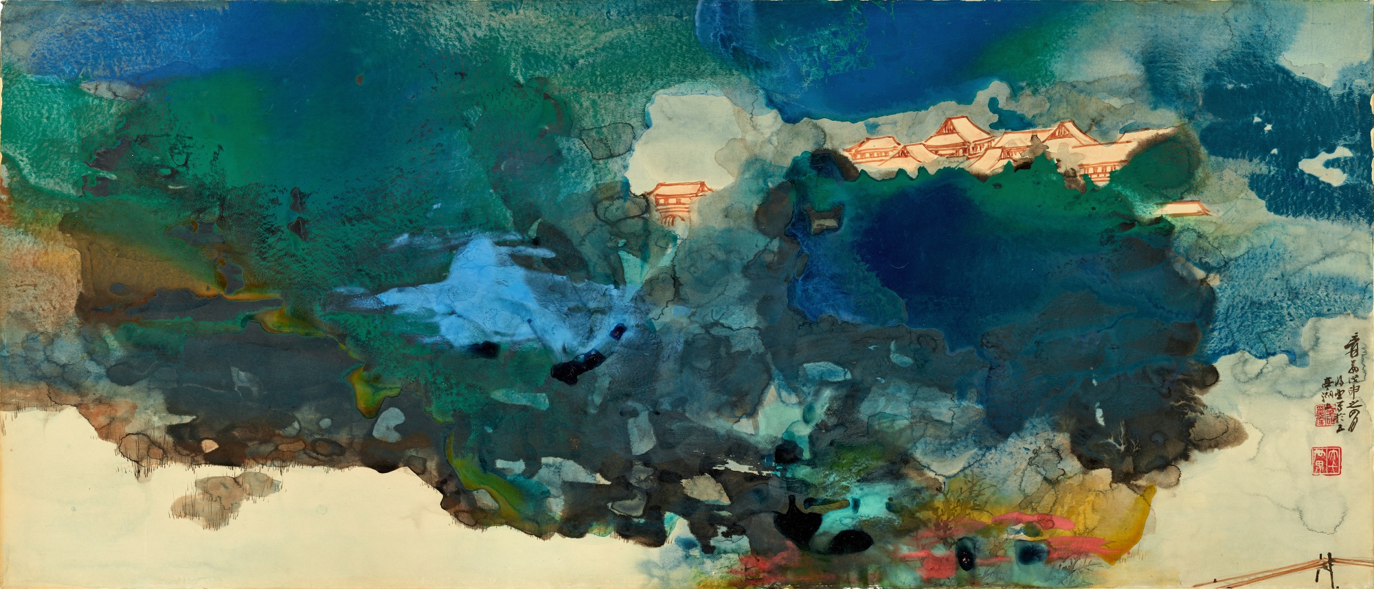 張大千 夏山飛翠 | Zhang Daqian (Chang Dai-chien, 1899-1983), Verdant Mountains ...