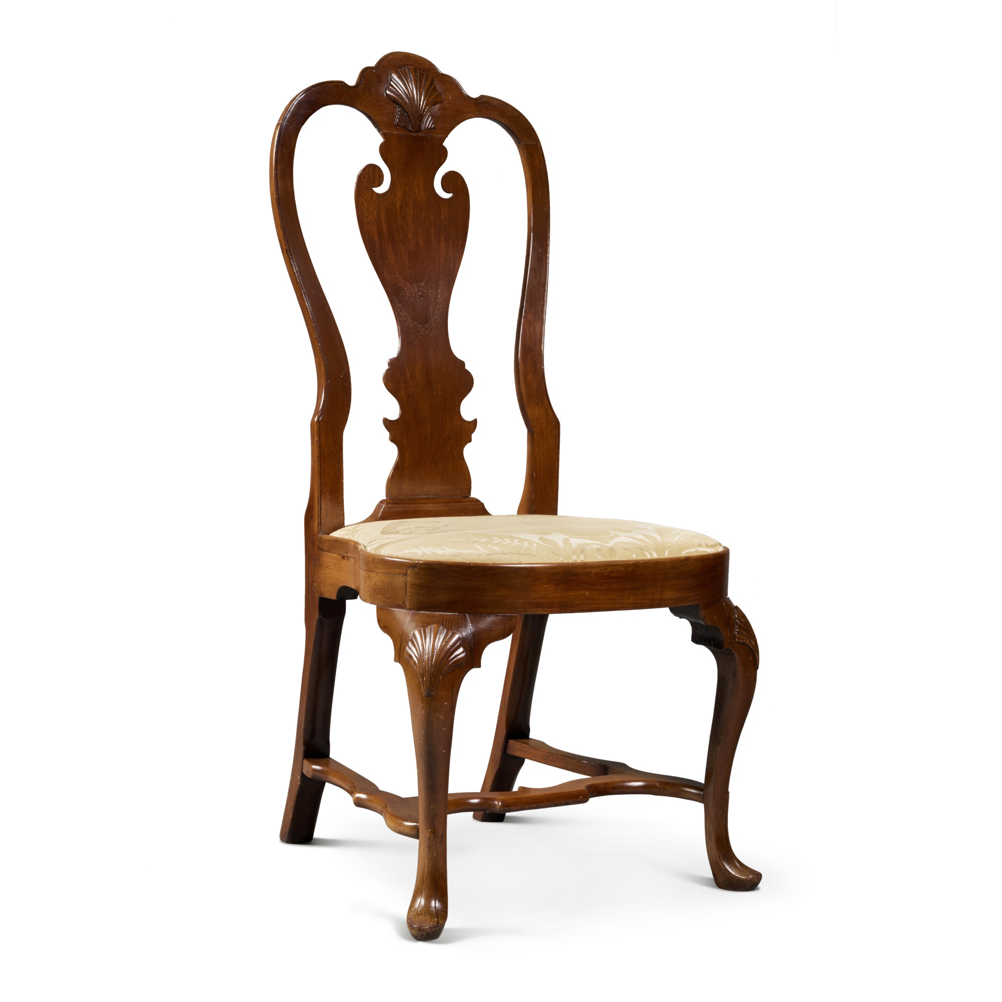 Queen Anne Shell-Carved and Figured Walnut Compass-Seat Side Chair ...