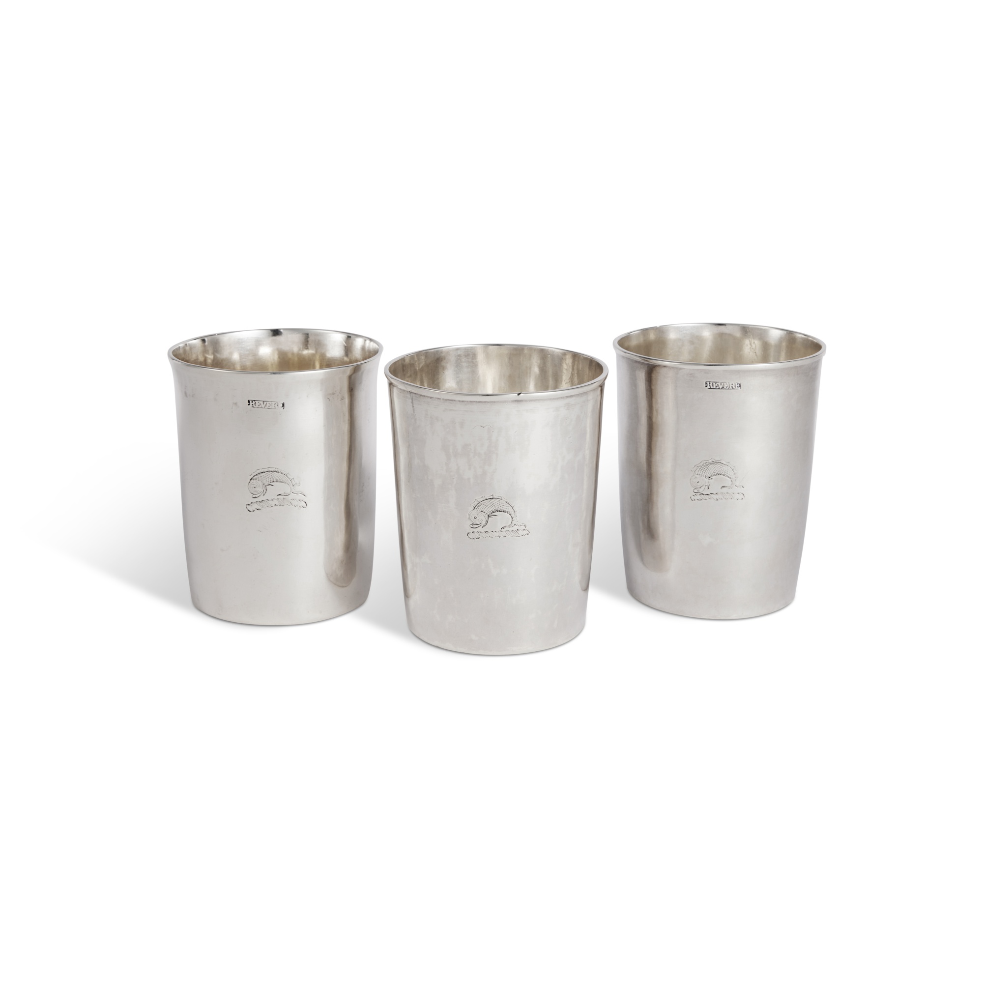 A Set of Three American Silver Beakers with the Sargent Crest, Paul ...