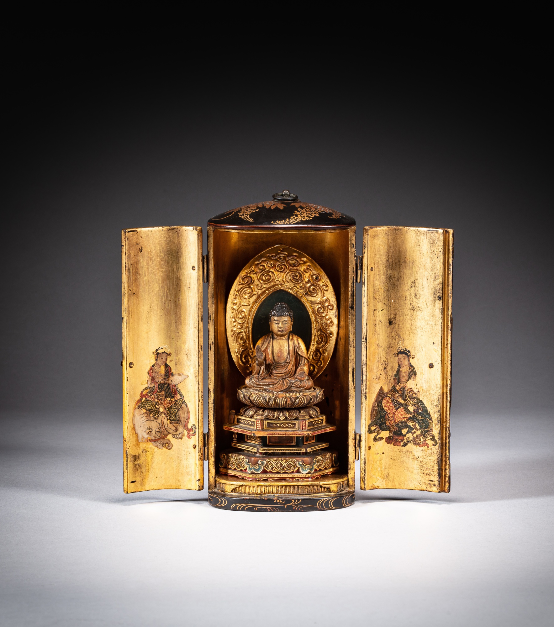 A gilt-lacquer wood traveling shrine (zushi), Japan, Edo period, late ...