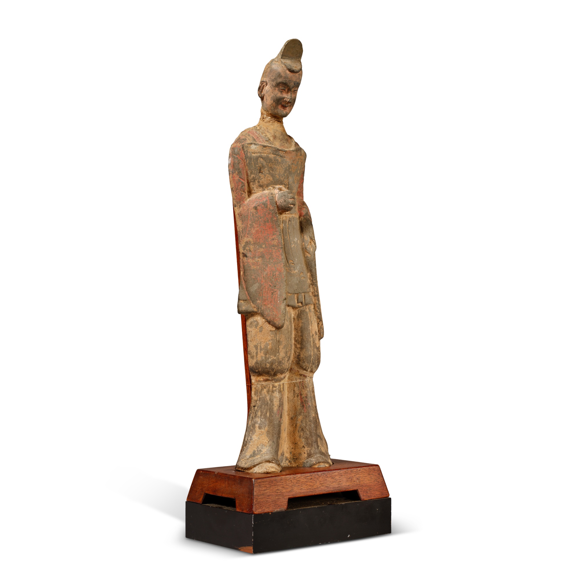 A painted gray pottery figure of a standing official, Northern Wei ...