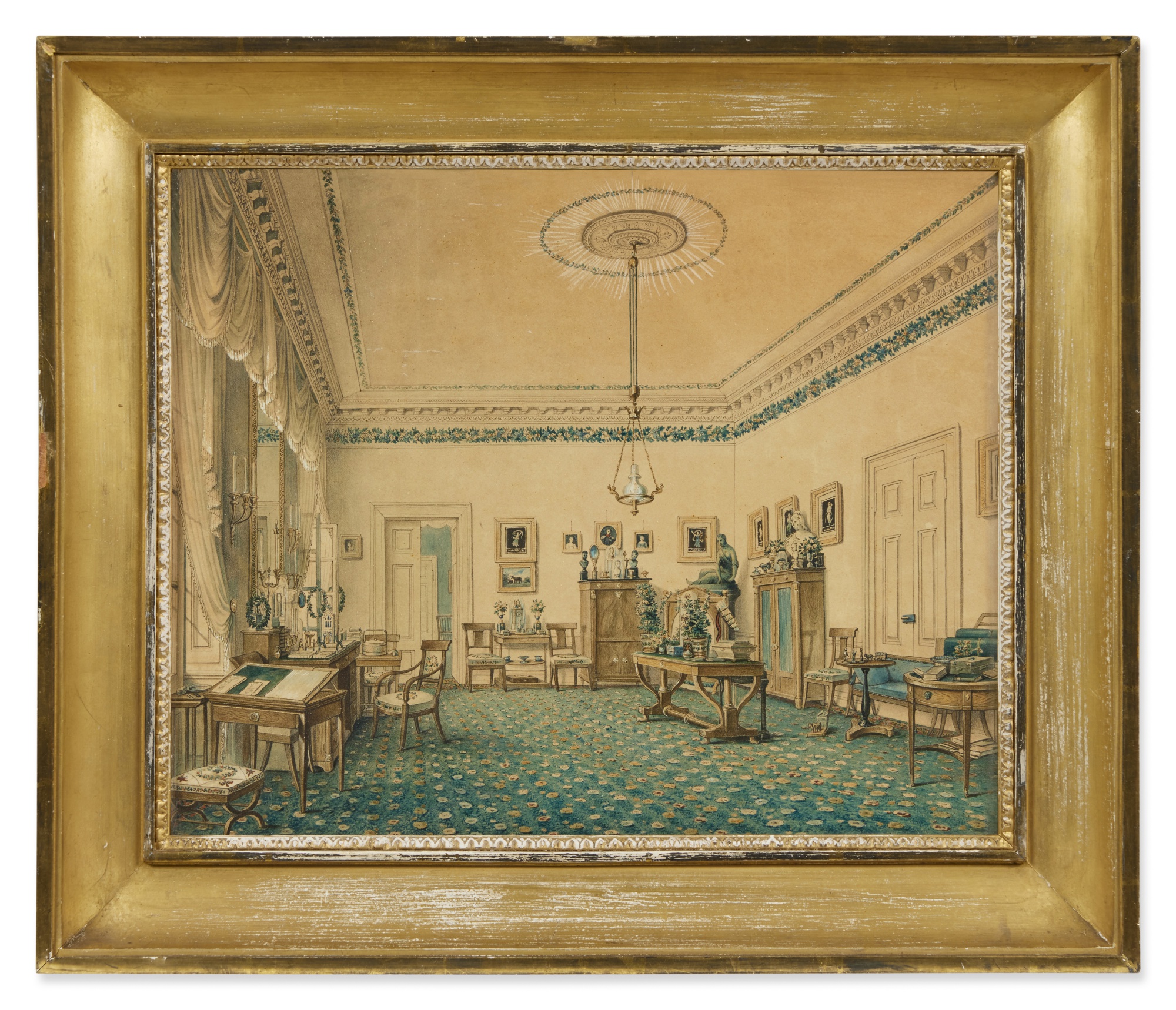 English School, Early 19th Century, Interior View of a Georgian Drawing ...