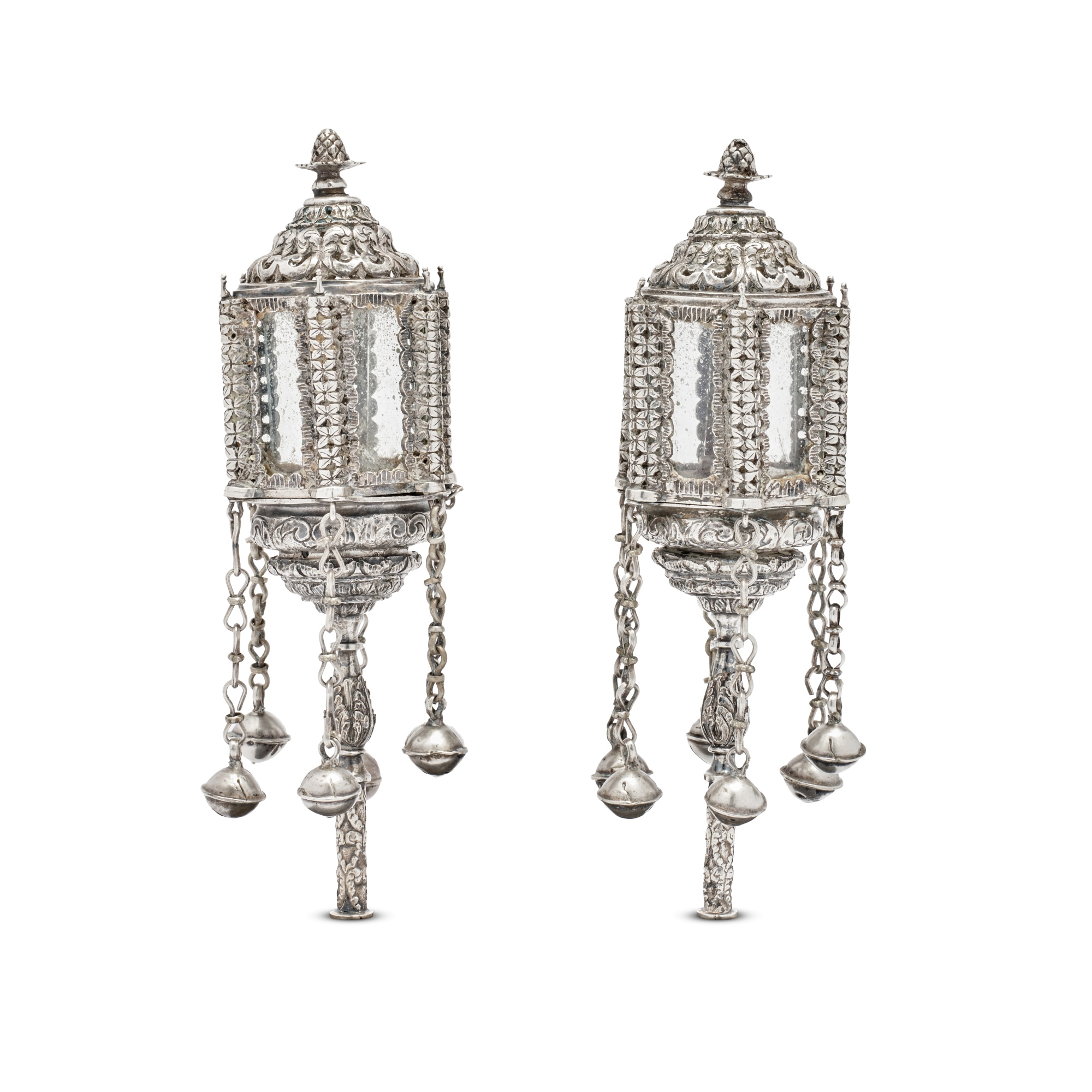 A Pair of Miniature Silver Torah Finials, probably Gibraltar, 19th ...