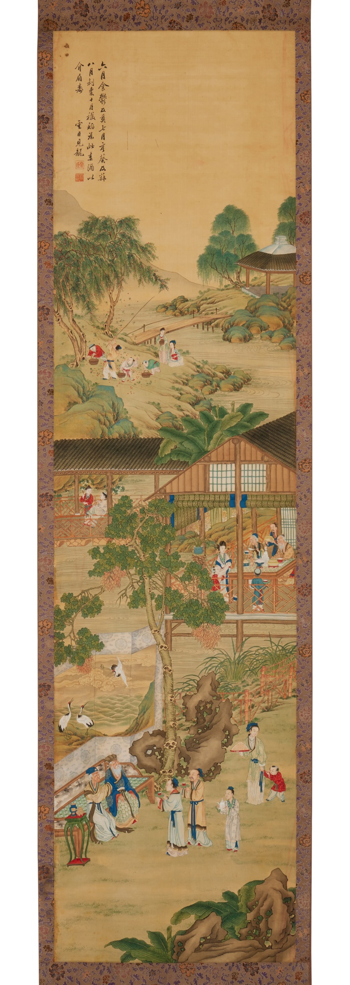 After Gu Jianlong, Scenes of daily life from Shijing, ink and color on ...