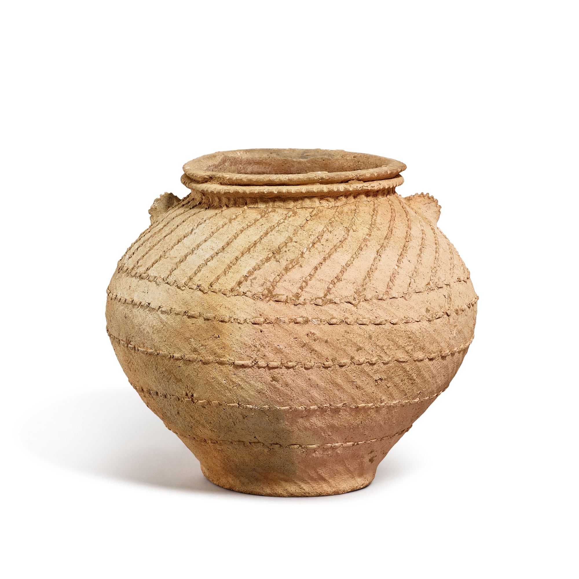 A white pottery rope-twist jar, Majiayao culture, Banshan phase, c ...
