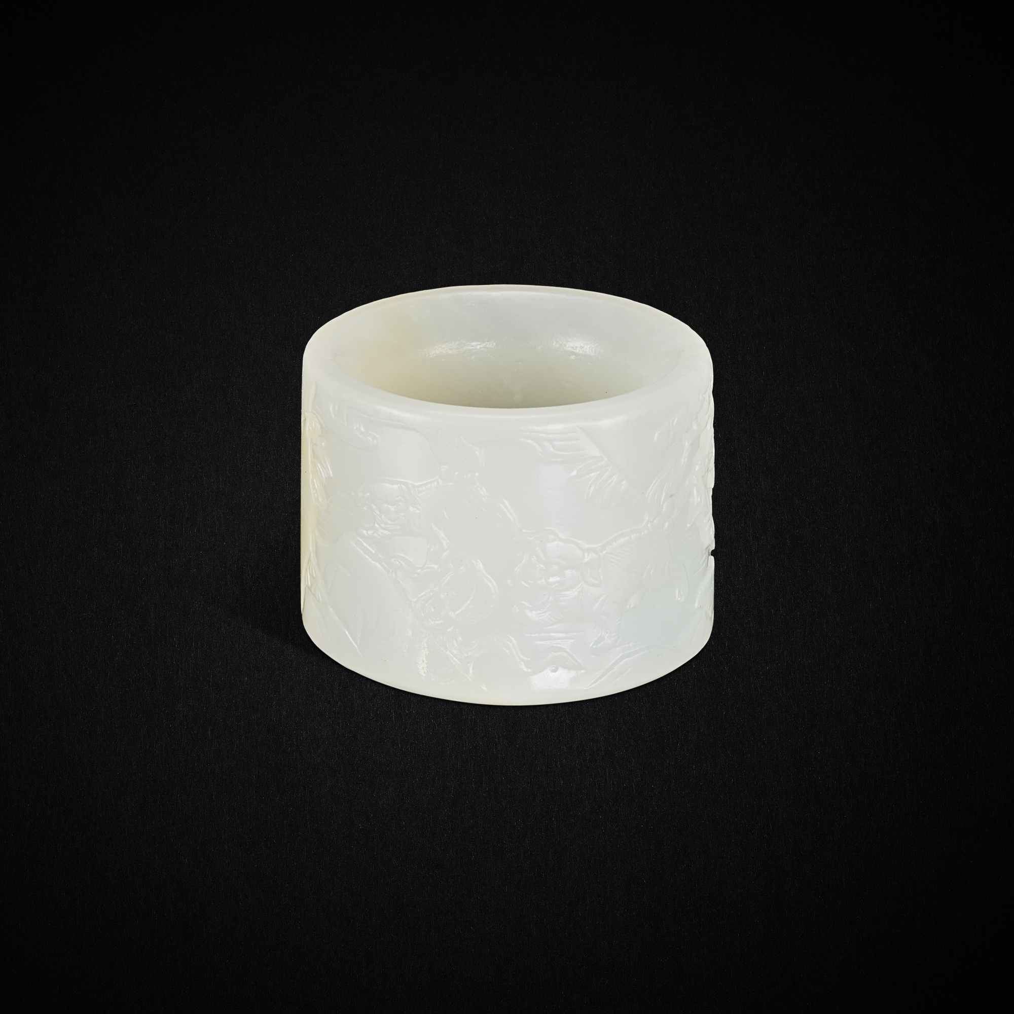 An inscribed white jade archer's ring, Qing dynasty, 18th - 19th ...