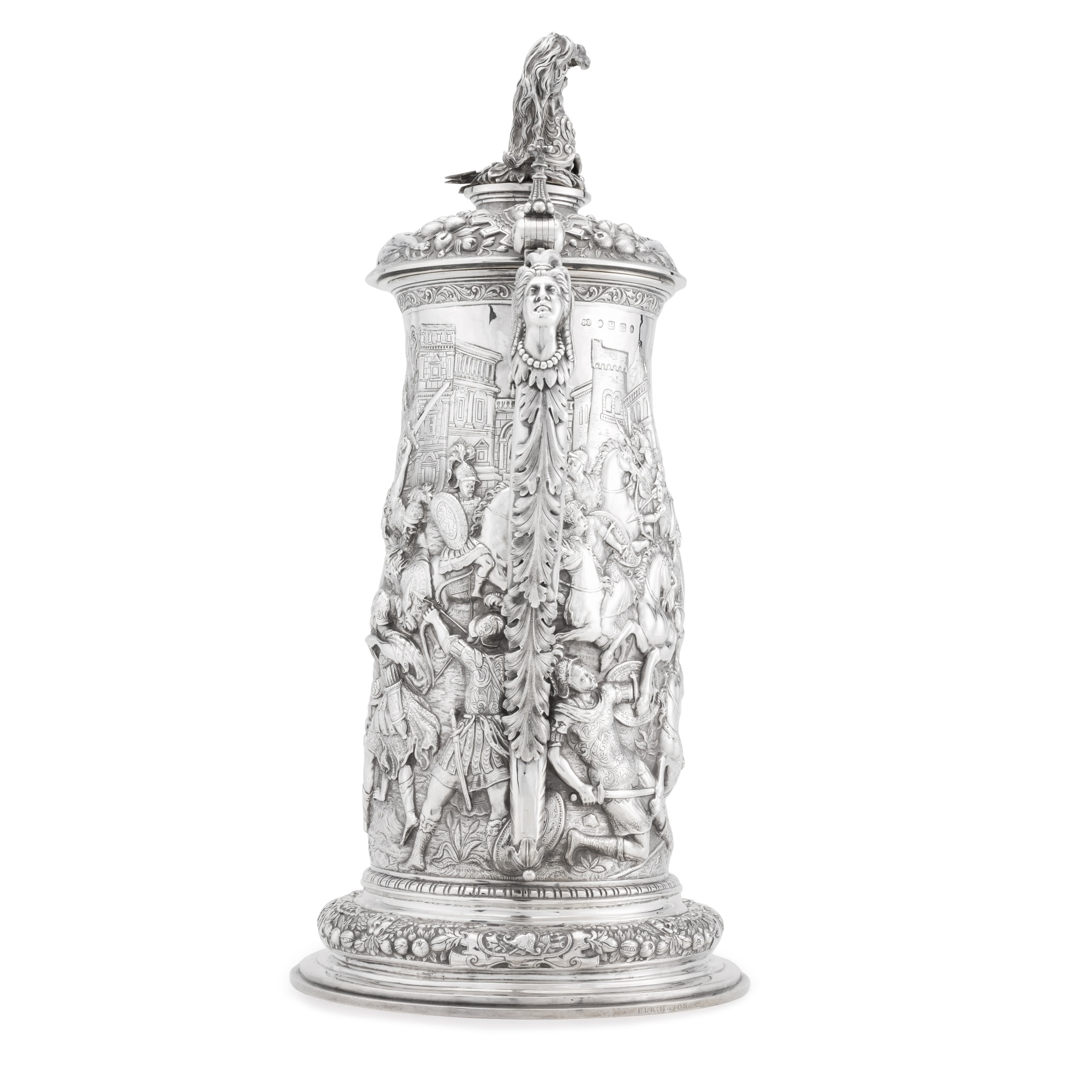 A monumental Victorian silver electrotype tankard, Frederick Elkington ...